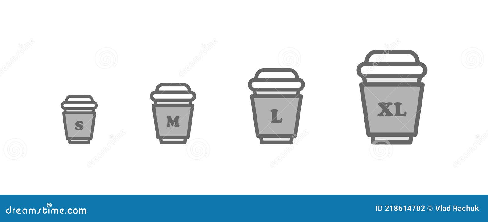 Cup Sizes Flat Icon Sat. Vector Isolated Cup Sizes. Small Medium Large ...