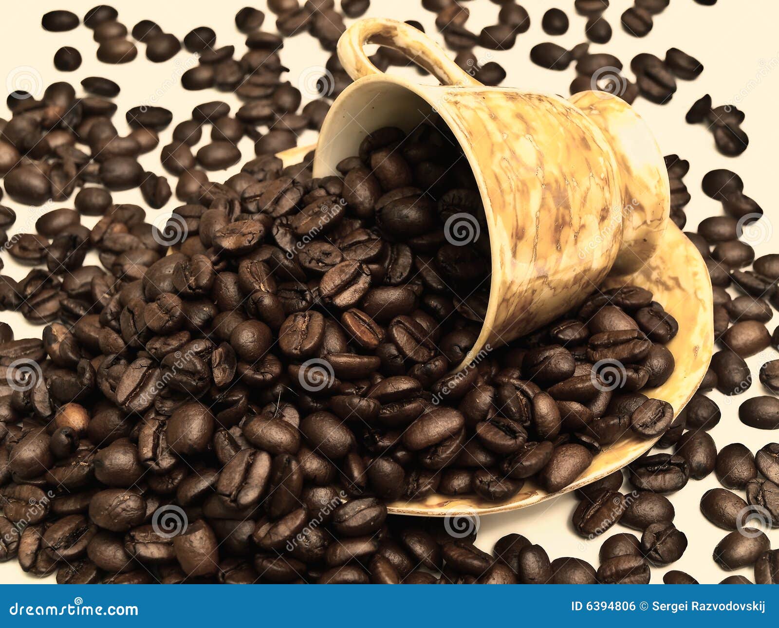 Cup and spilled coffe stock photo. Image of beverage, scattered - 6394806