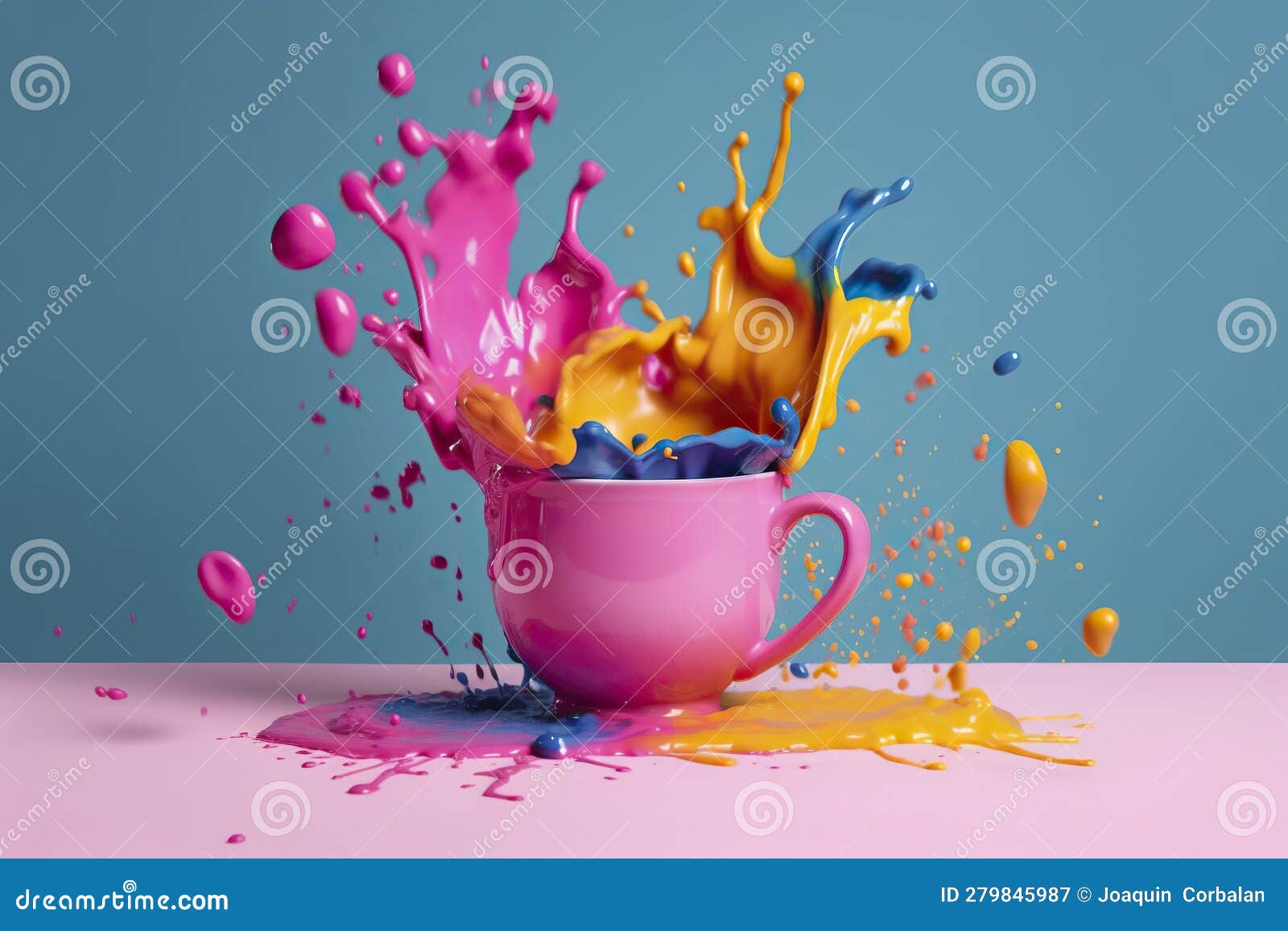 A Cup Splashes and Spills the Liquid Making a Mess of Dirt. Ai ...