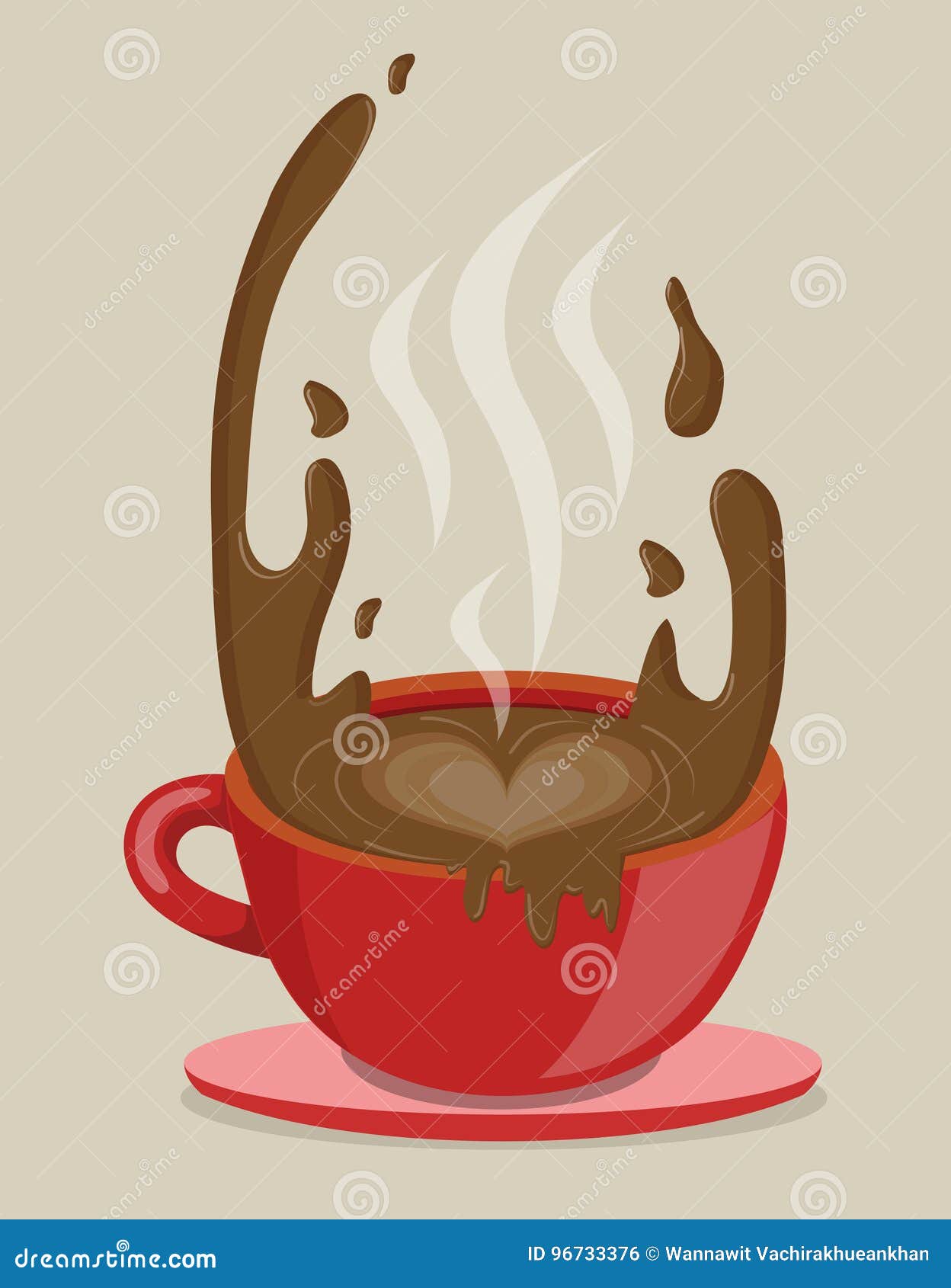 Cup of splashing coffee stock vector. Illustration of coffee - 96733376