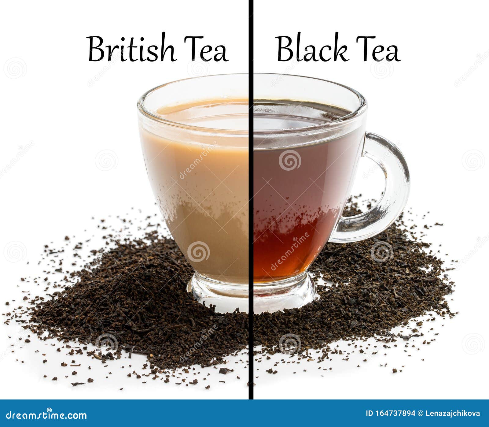 Cup Split in Half. Tough Choice British Tea Vs Black Tea Concept Stock ...