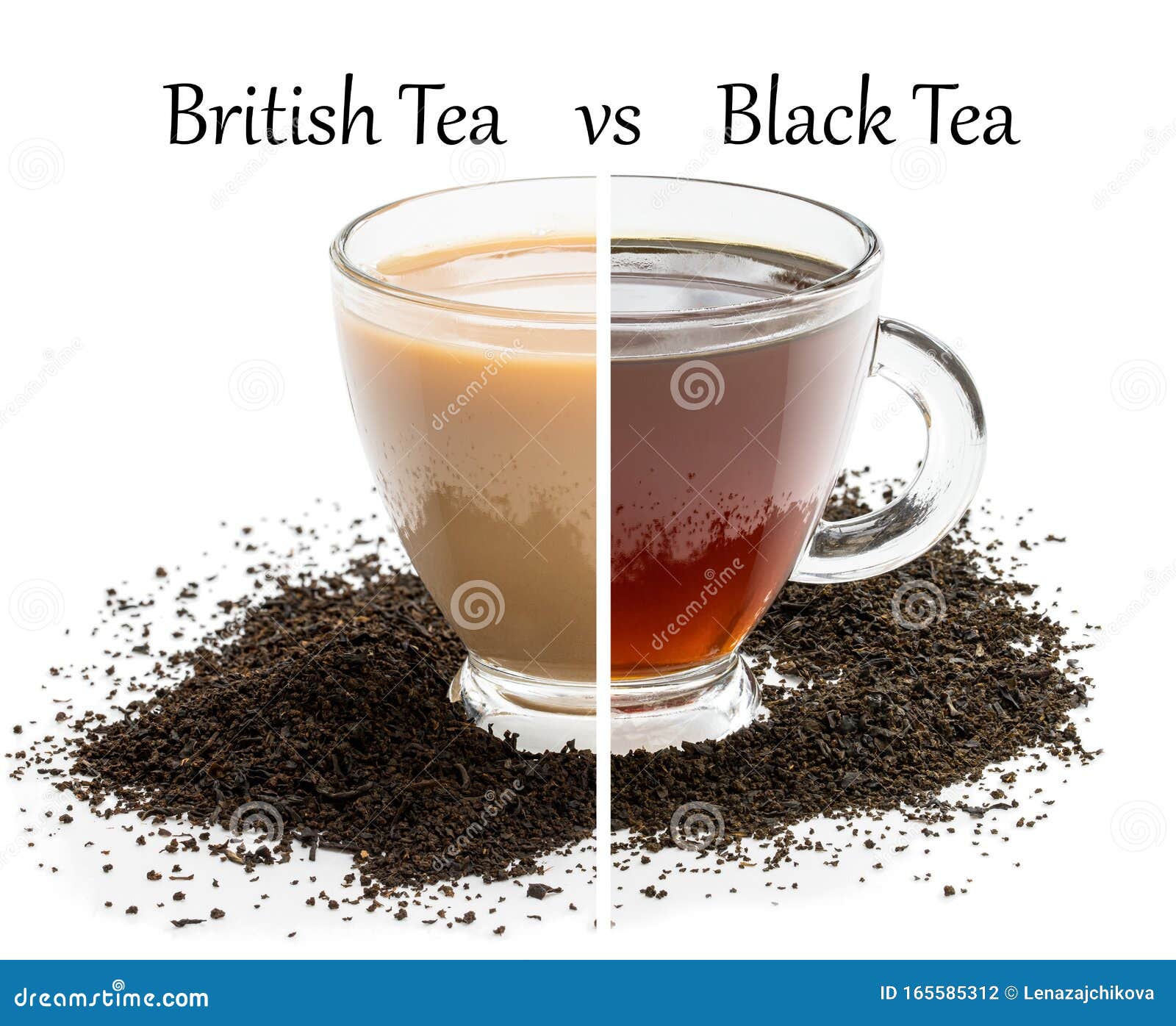 Cup Split in Half. Tough Choice British Tea Vs Black Tea Concept Stock ...