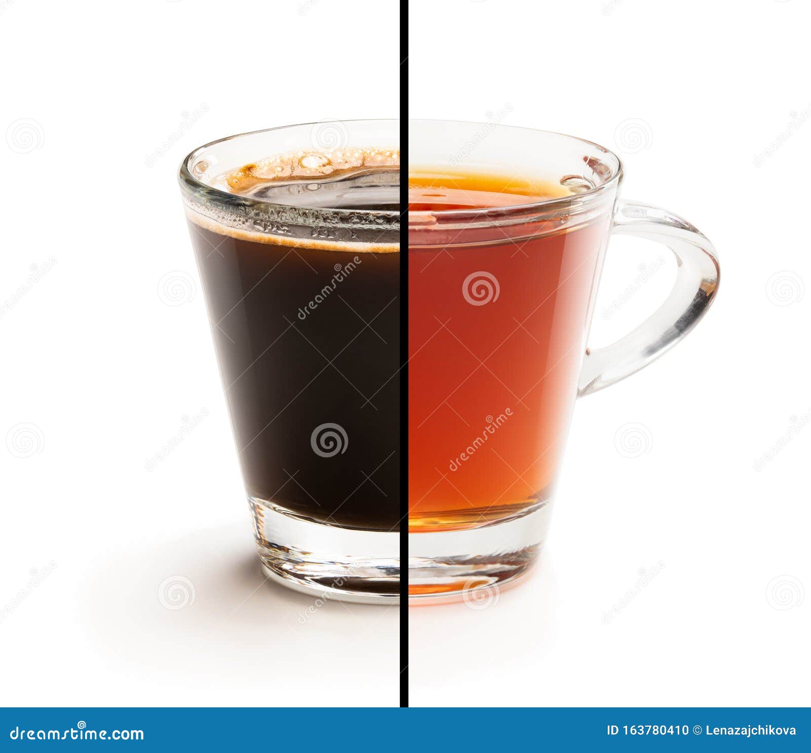 Cup Split in Half. Tough Choice Tea Vs Coffee Concept Stock Photo ...
