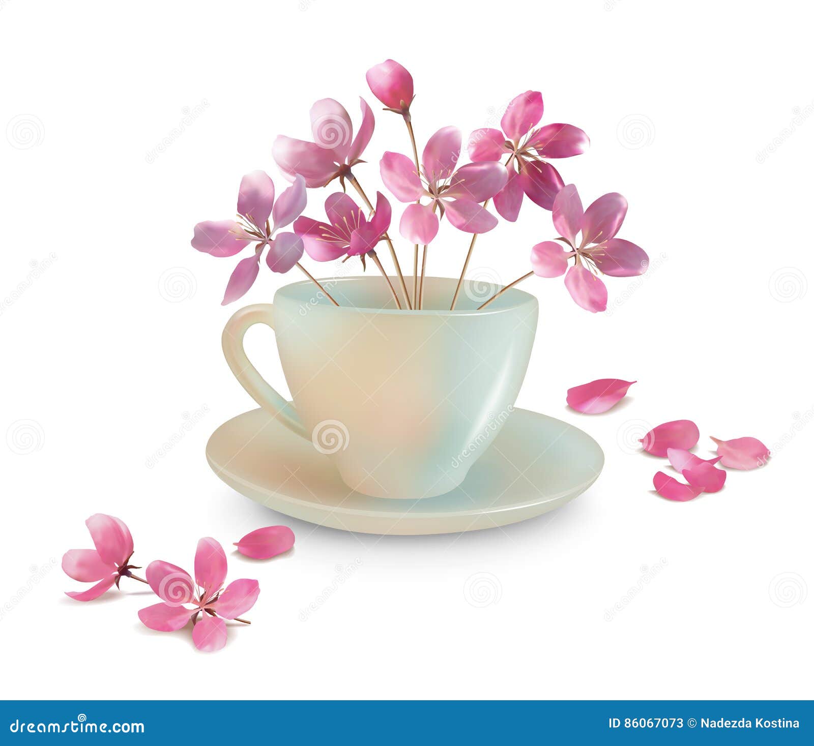 Cup with Spring Flowers stock vector. Illustration of bouquet - 86067073