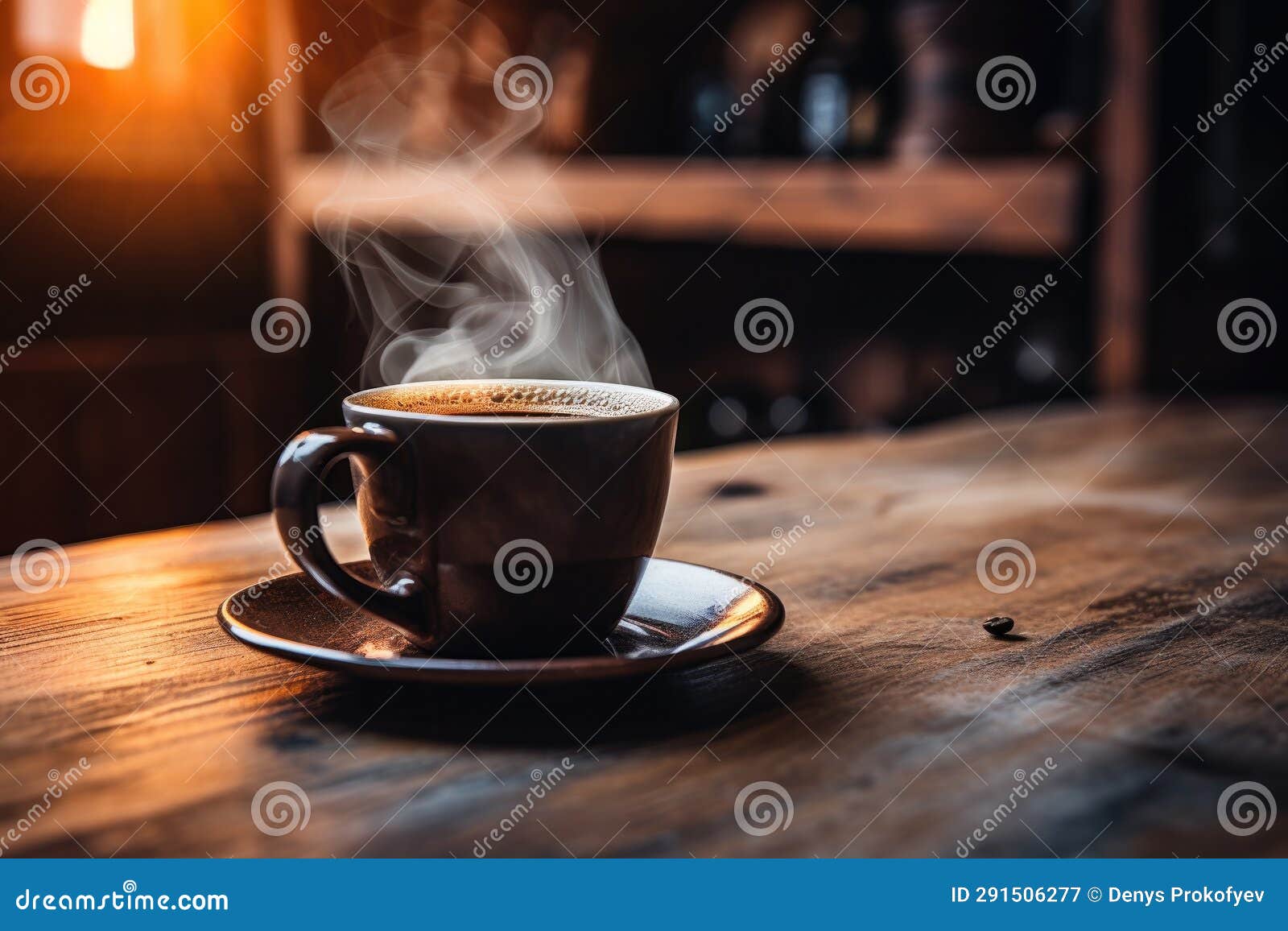 Cup of steaming hot coffee stock image. Image of background - 291506277