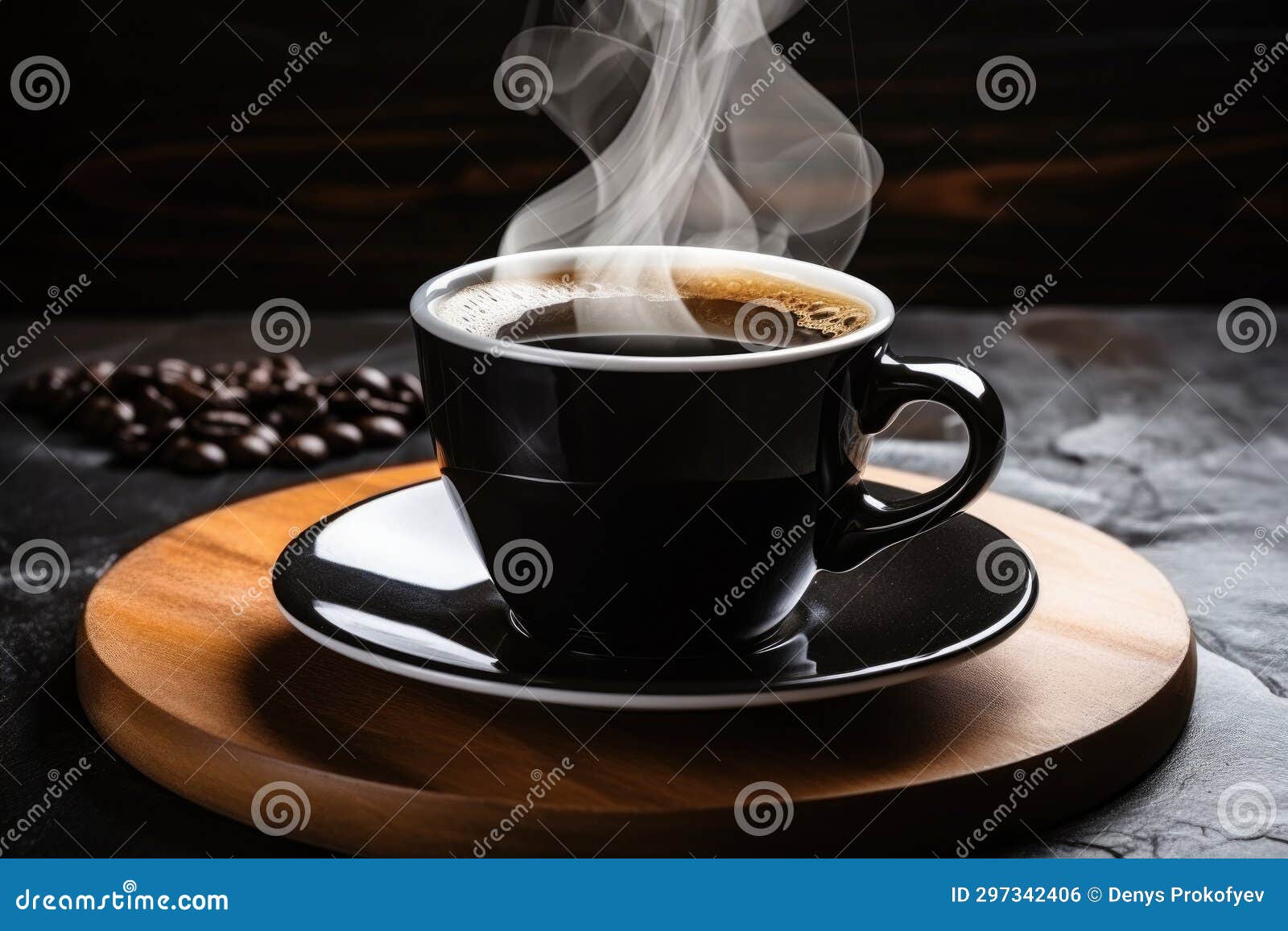 Cup of steaming hot coffee stock photo. Image of table - 297342406