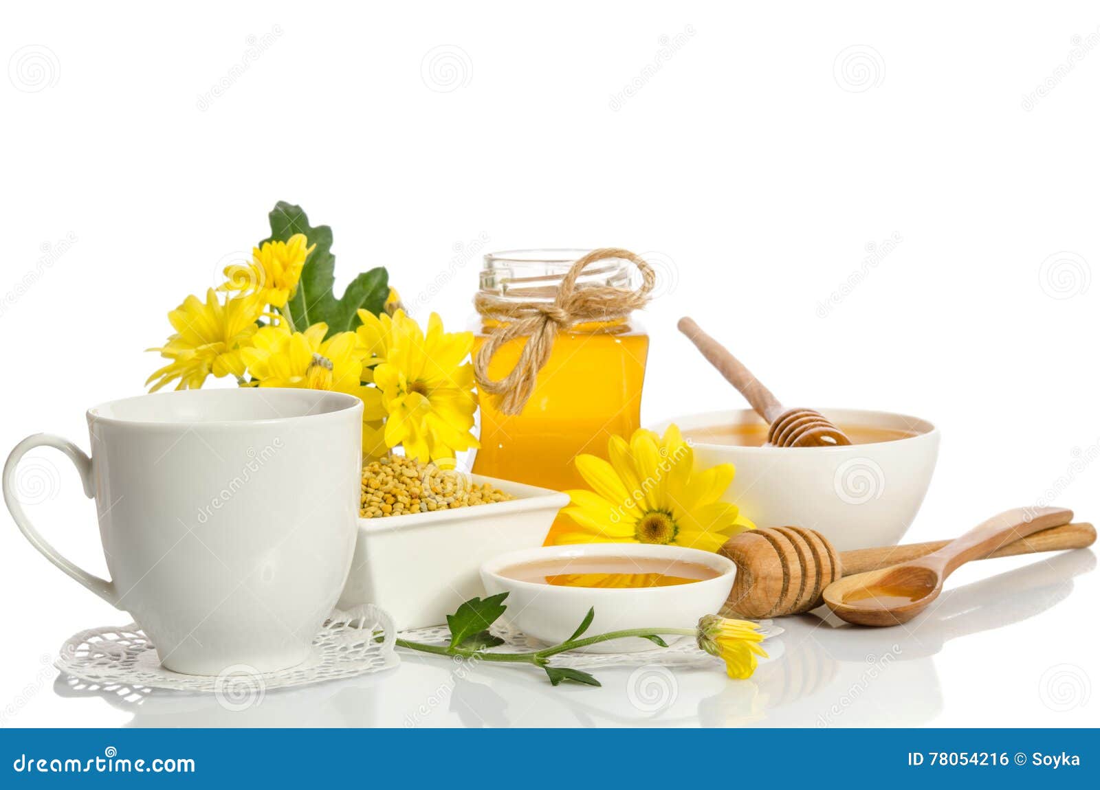A Cup of Tea and Bee Products Stock Photo - Image of apiary, medicine ...