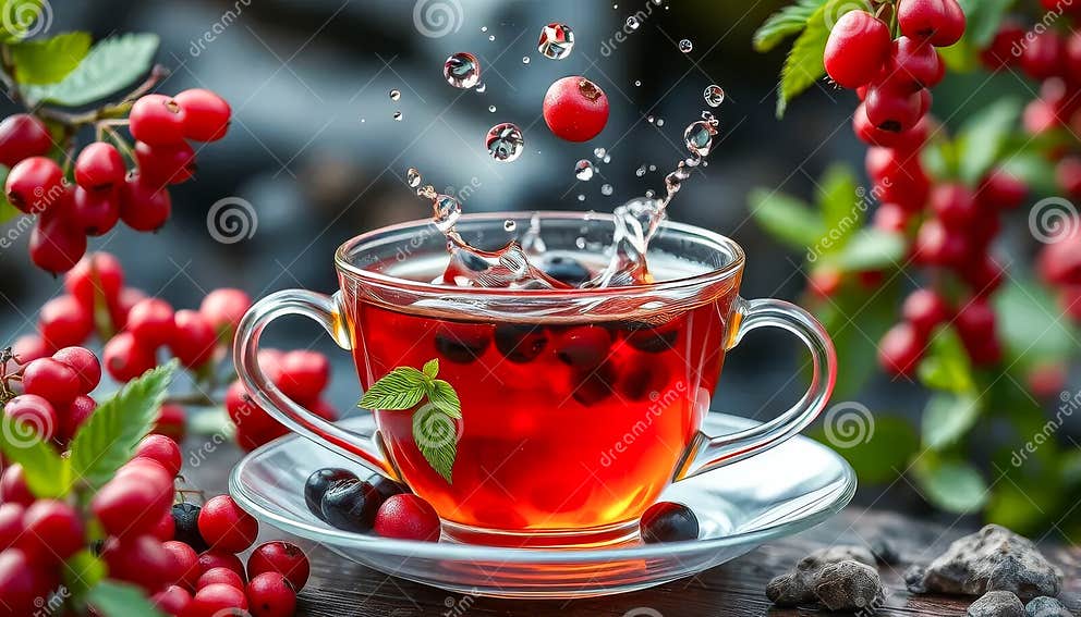 Cup of Tea with Berries Floating in it Stock Photo - Image of breakfast ...