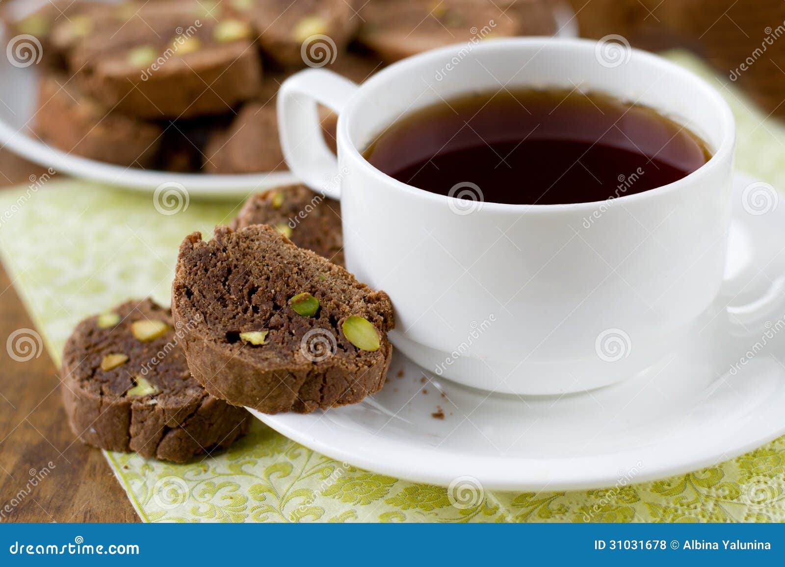 Cup of tea and biscotti. stock photo. Image of drink - 31031678