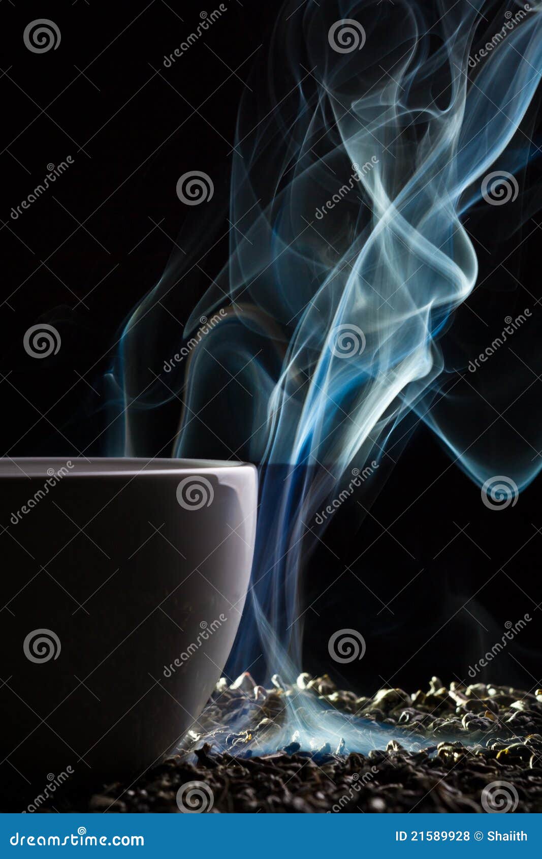 Cup of tea with blue smoke stock photo. Image of heat - 21589928
