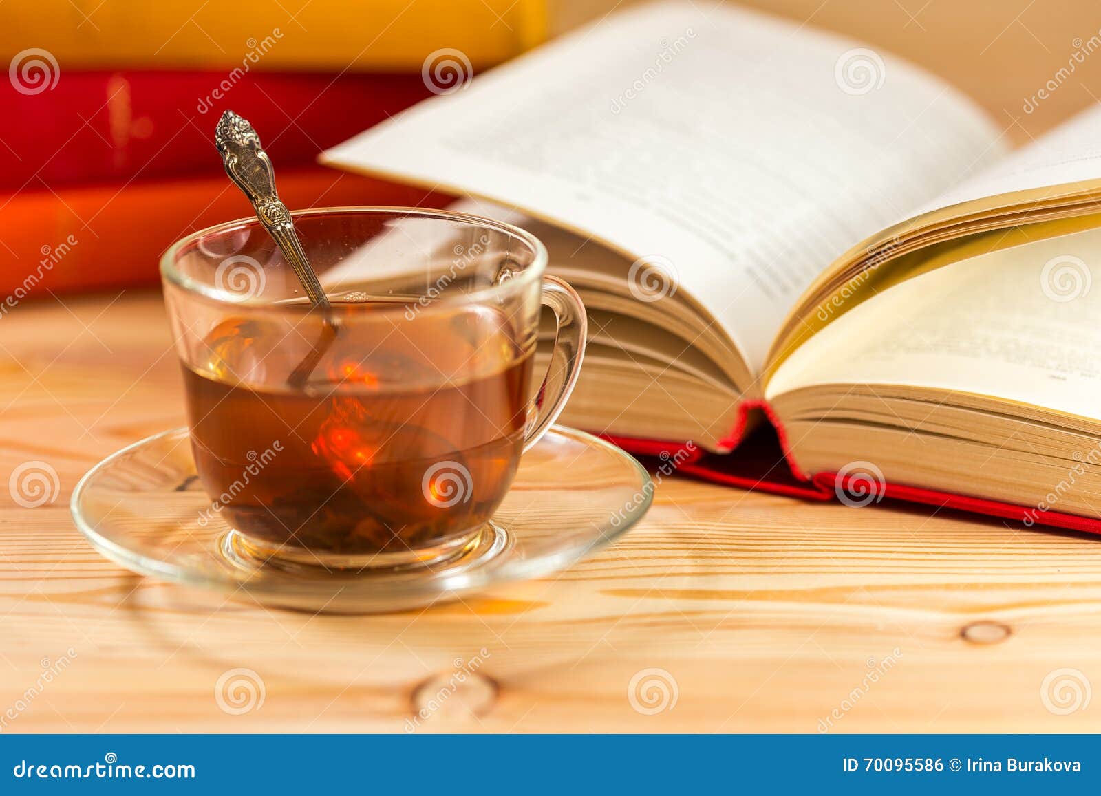 Cup of Tea and Books on Wooden Background Stock Photo - Image of paper ...