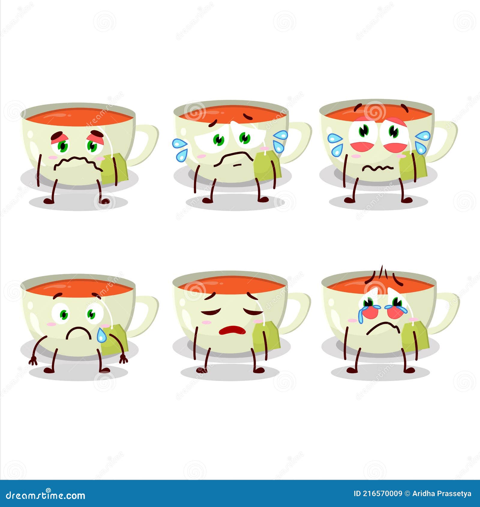 Cup of Tea Cartoon Character with Sad Expression Stock Vector ...