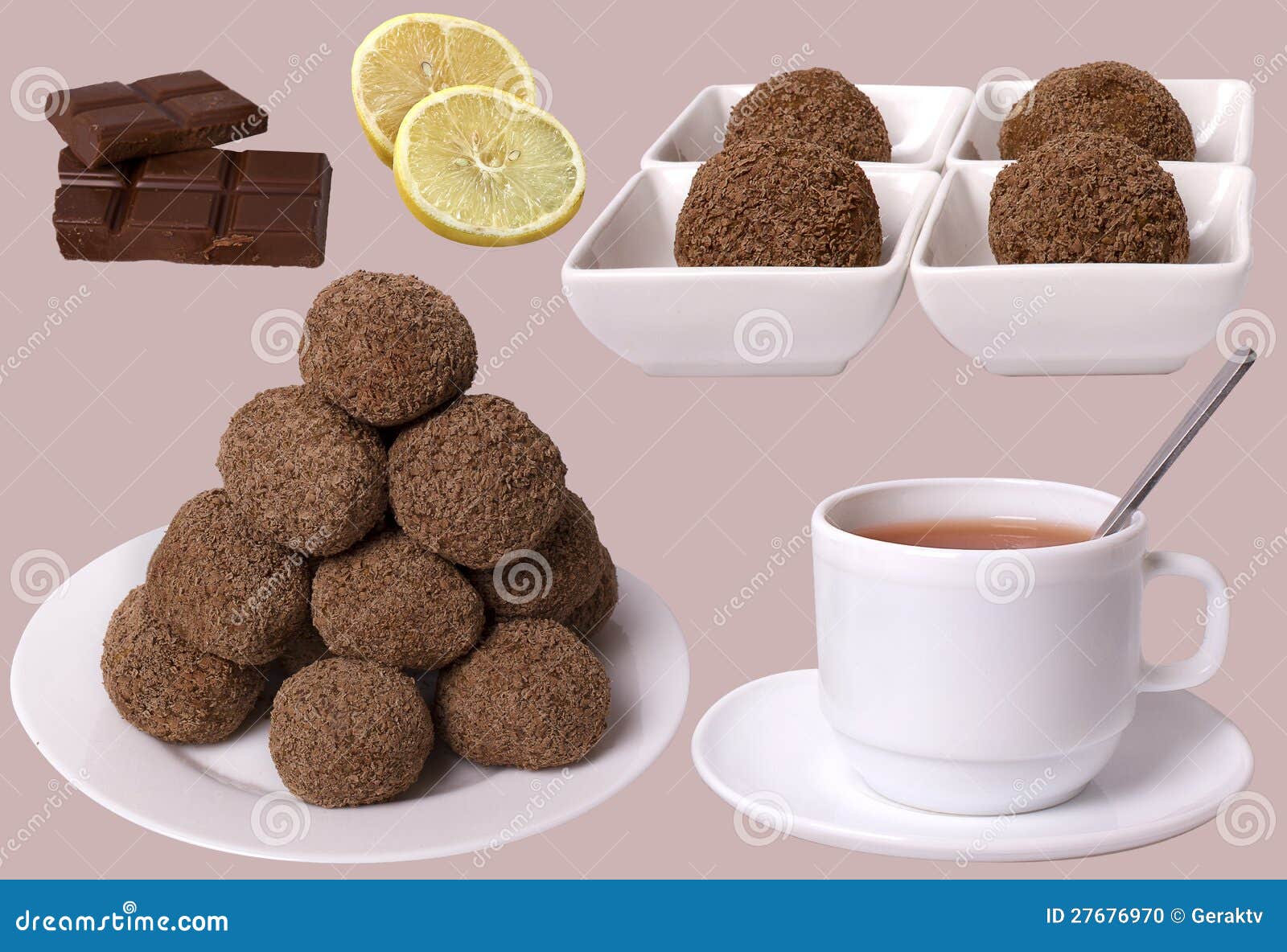 Cup of Tea and Chocolate Desserts Stock Photo - Image of chocolate ...