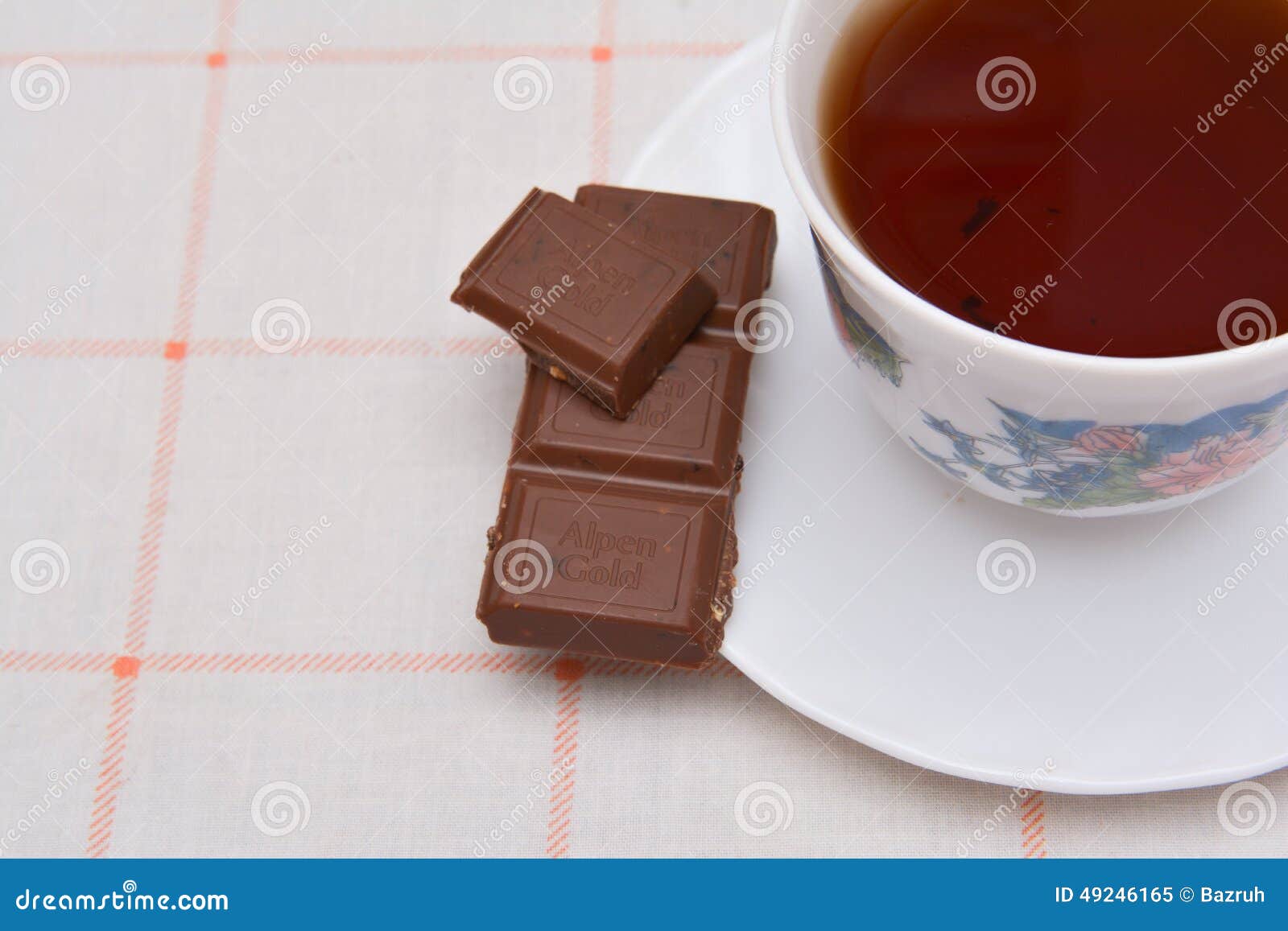 Cup of tea and chocolate editorial image. Image of sweet - 49246165