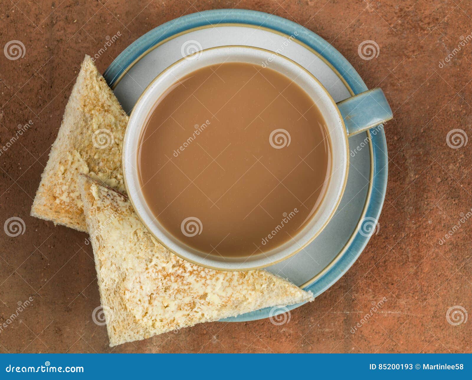 Cup of Tea or Coffee Hot Beverage with Buttered Toast Stock Image ...