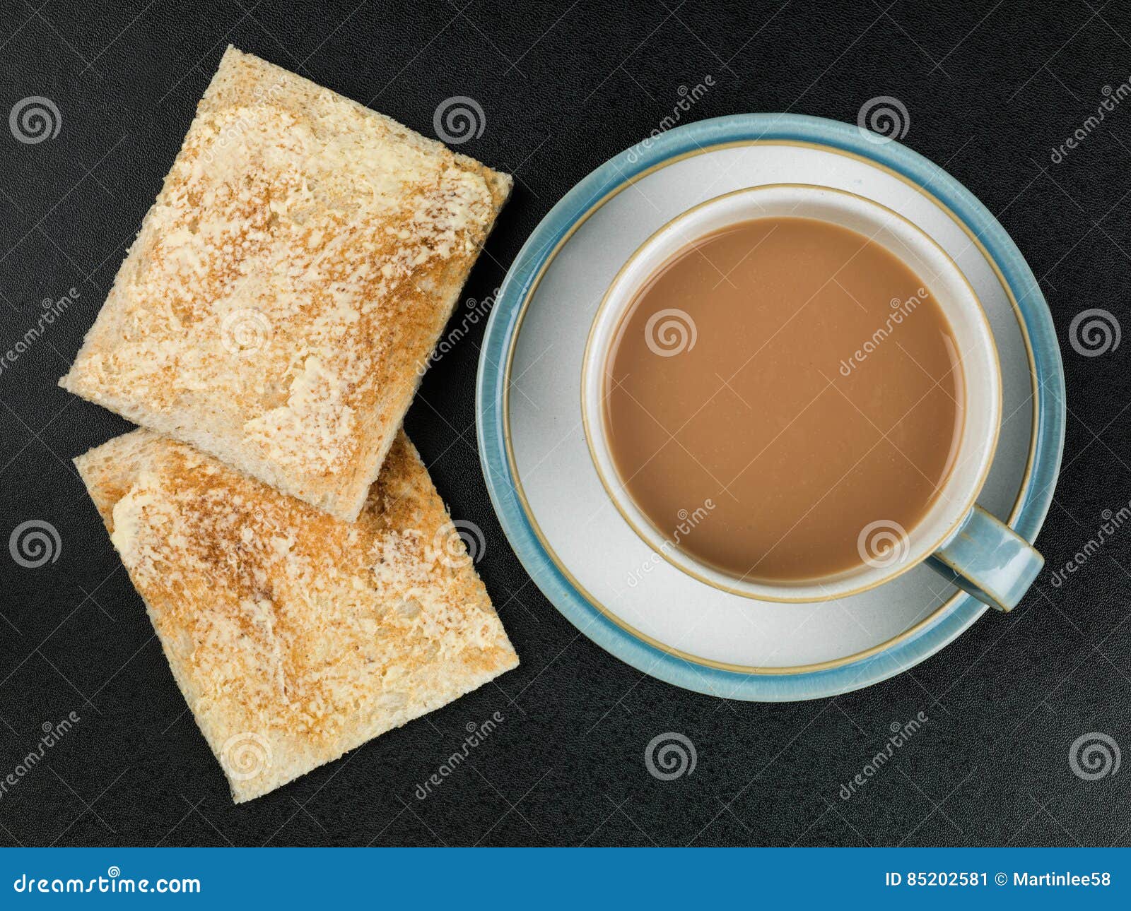 Cup of Tea or Coffee Hot Beverage with Buttered Toast Stock Image ...