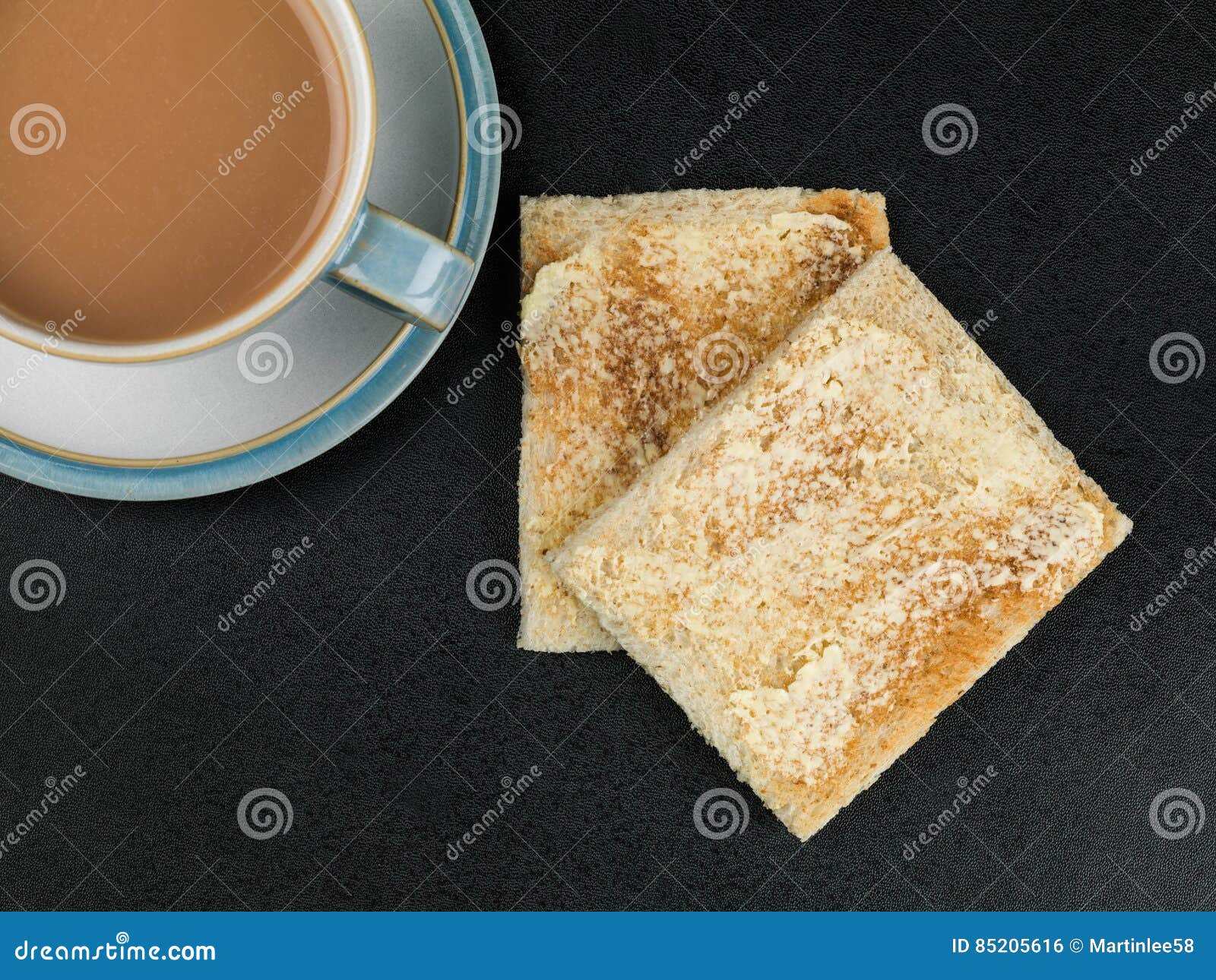 Cup of Tea or Coffee Hot Beverage with Buttered Toast Stock Photo ...