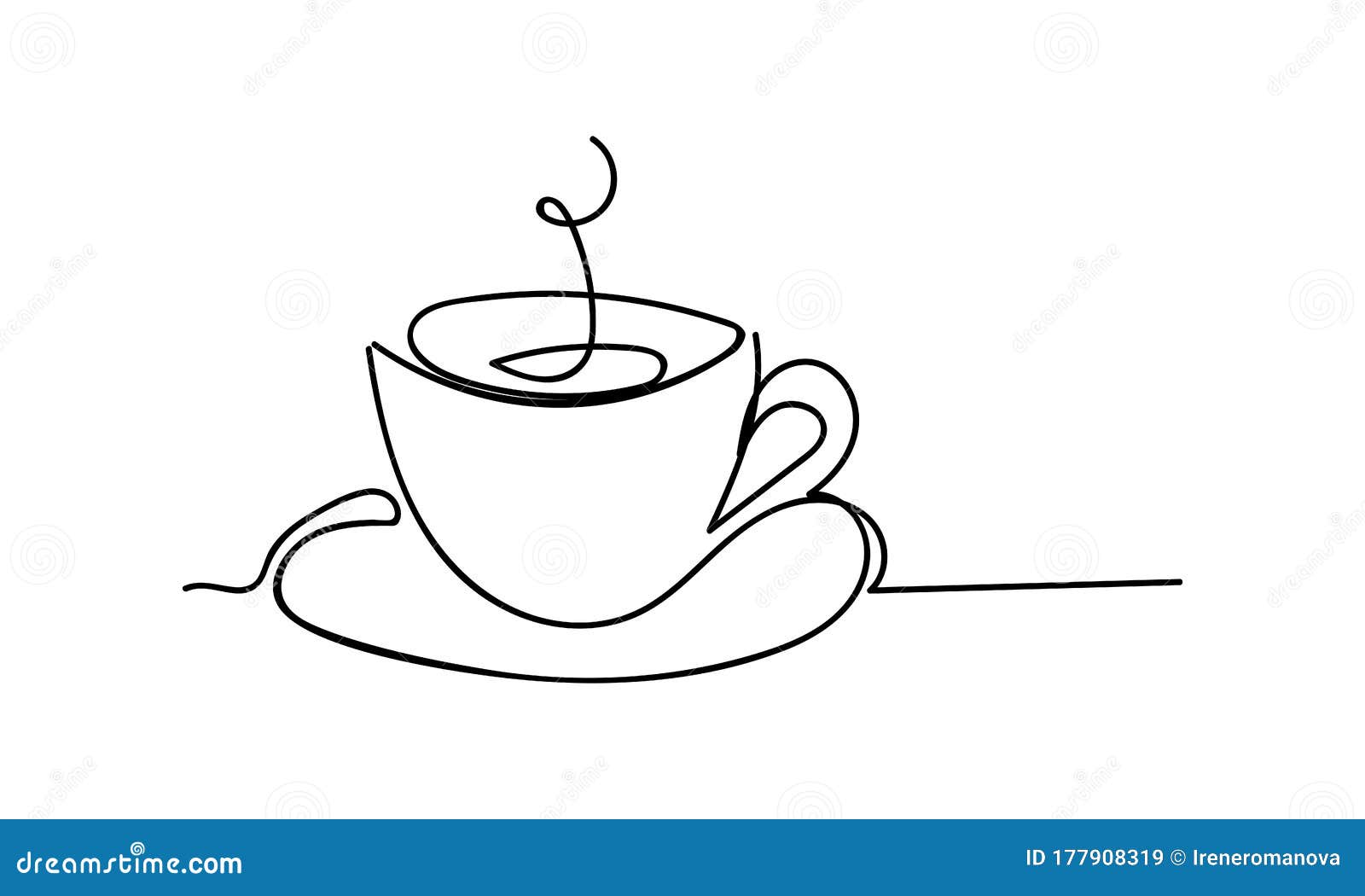 Cup of Tea or Coffee. Line Drawing Stock Vector - Illustration of ...