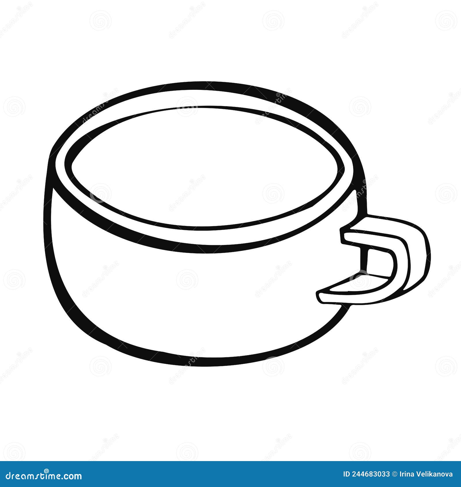 Cup with Tea or Coffee Side View. Hand Drawn Vector Stock Vector ...