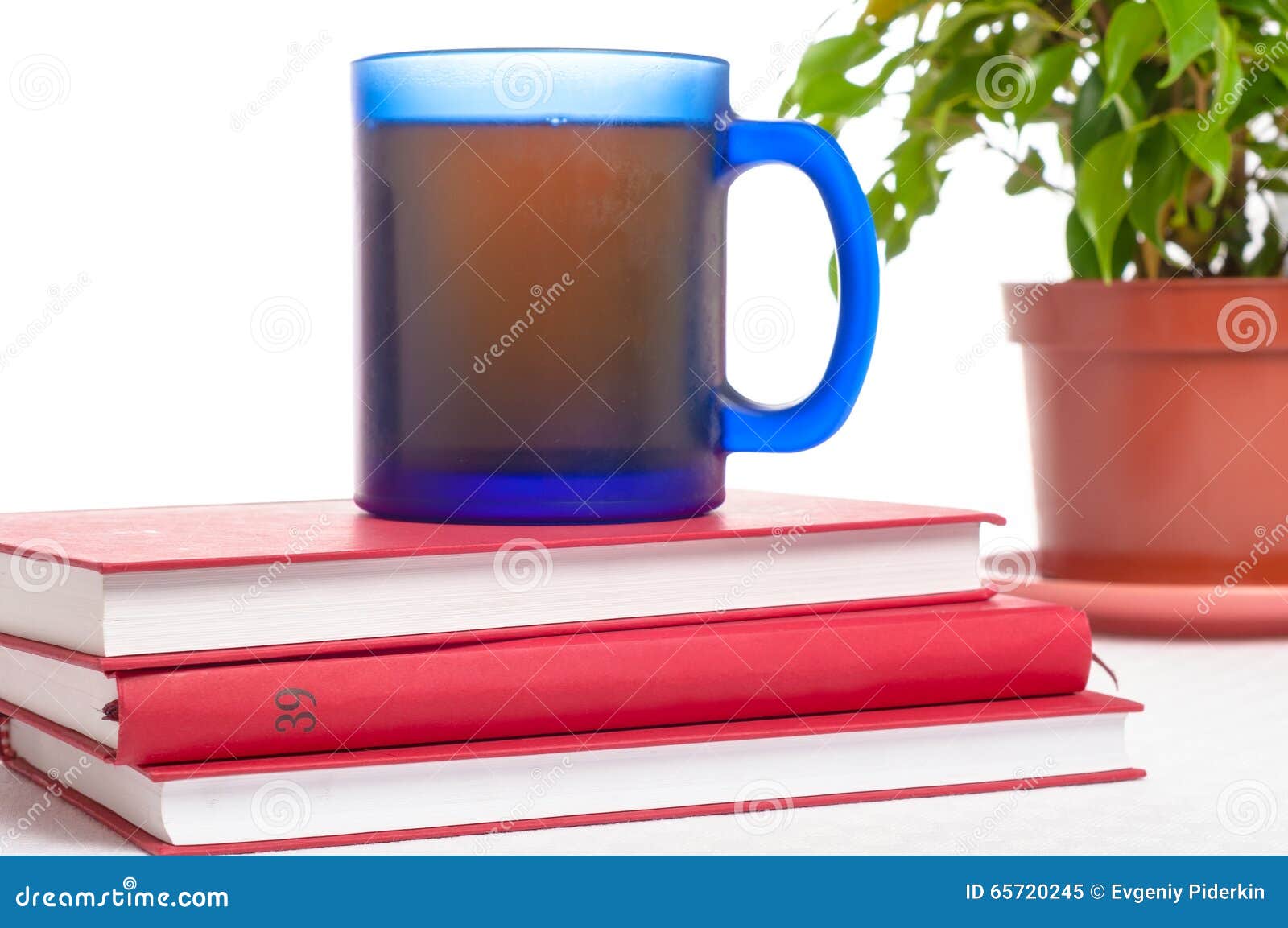 Cup of Tea or Coffee on Stack of Books. Textbooks and Drink Stock Image ...