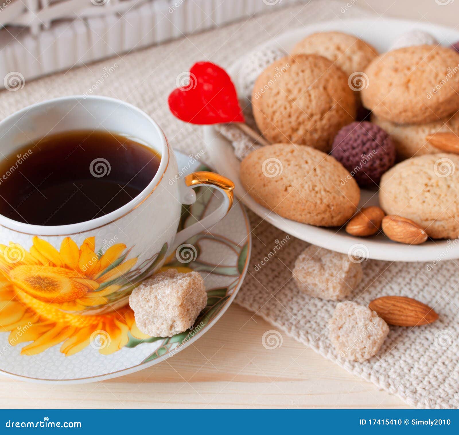 Cup of Tea and Cookies with Love Stock Photo - Image of ingredient ...
