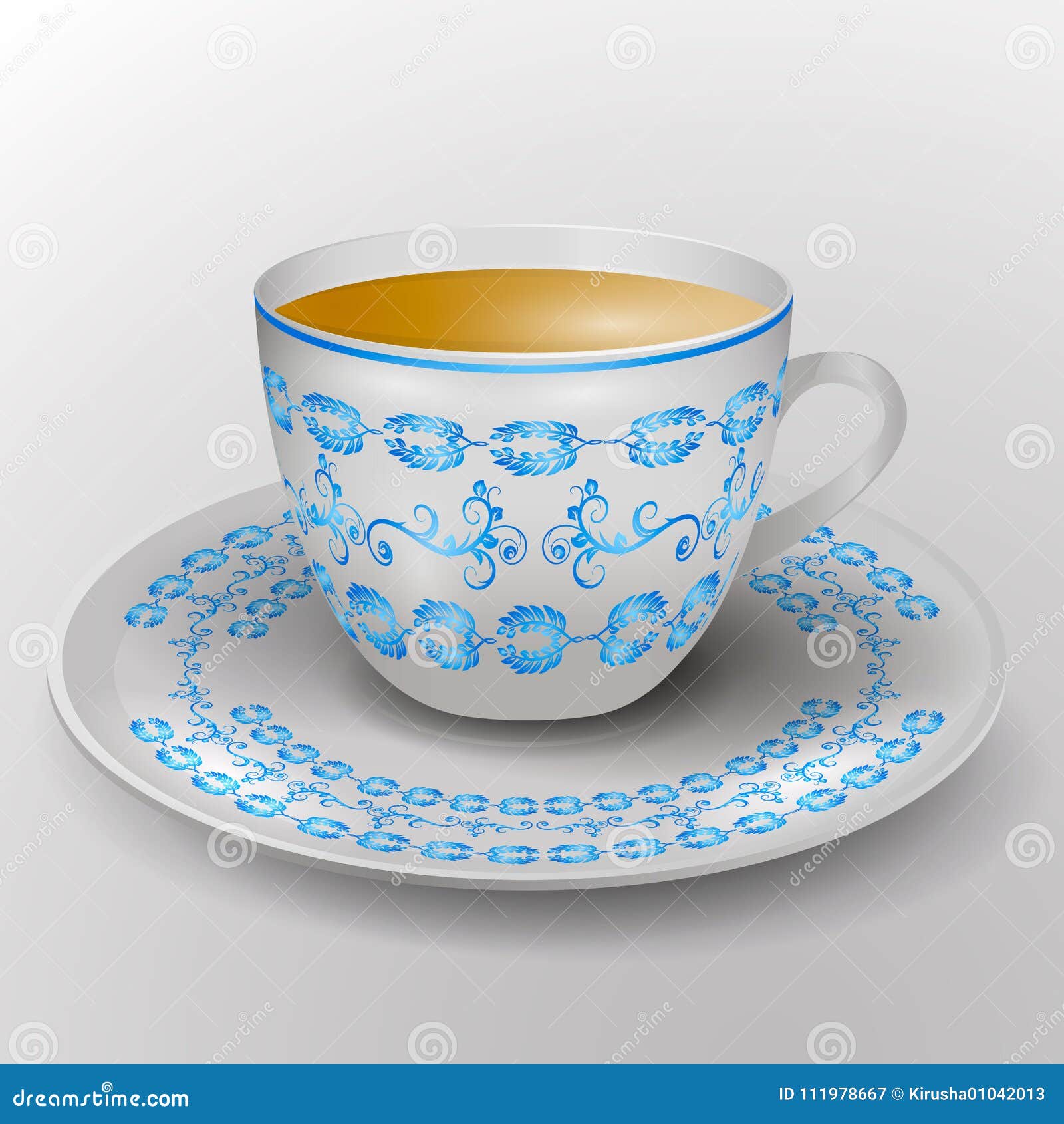 Cup with Tea, Decorated with Decorative Floral Pattern Stock ...