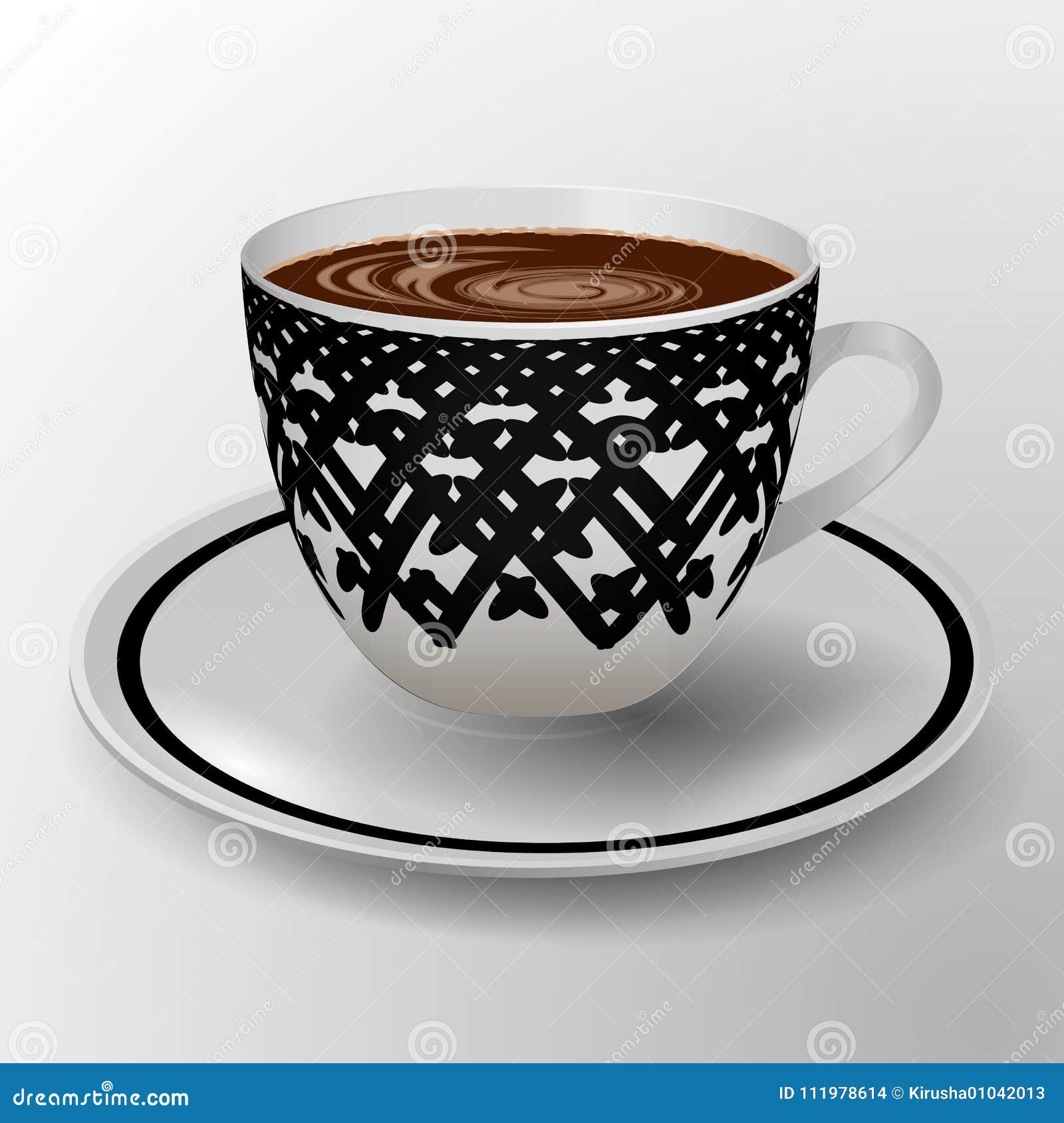 Cup with Tea, Decorated with Decorative Floral Pattern Stock Vector ...