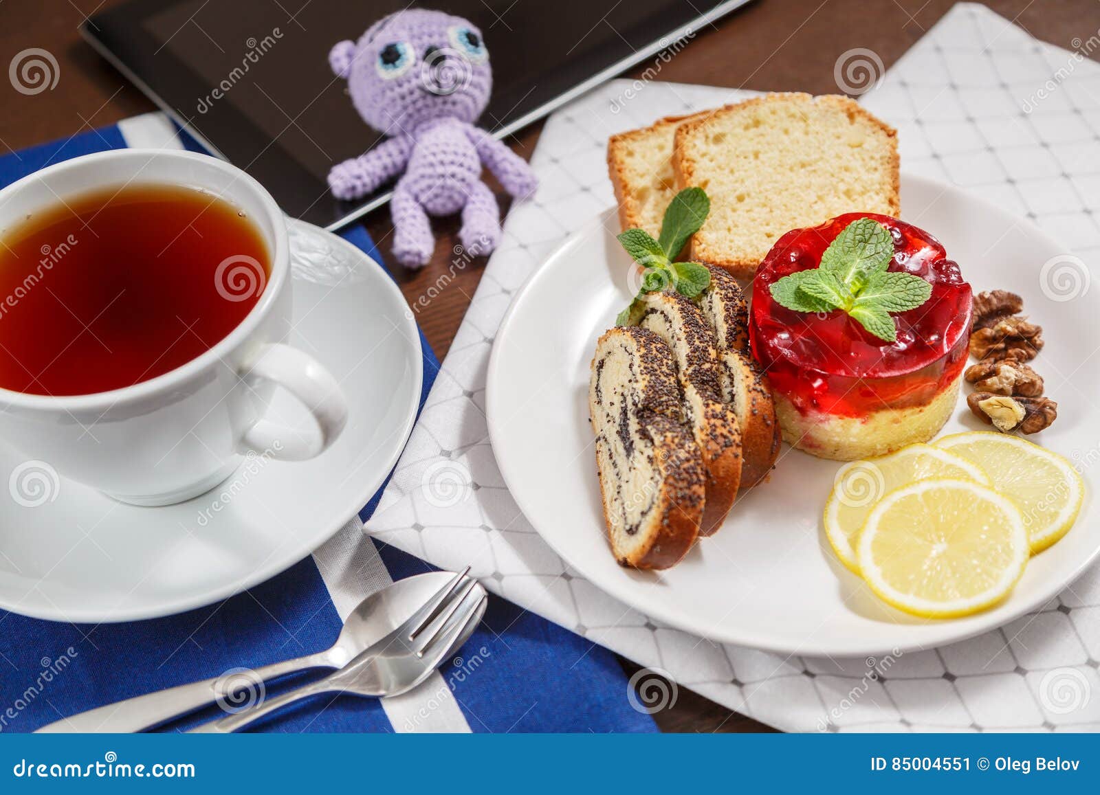 Cup of Tea, Dessert for Breakfast at Home Stock Image - Image of ...