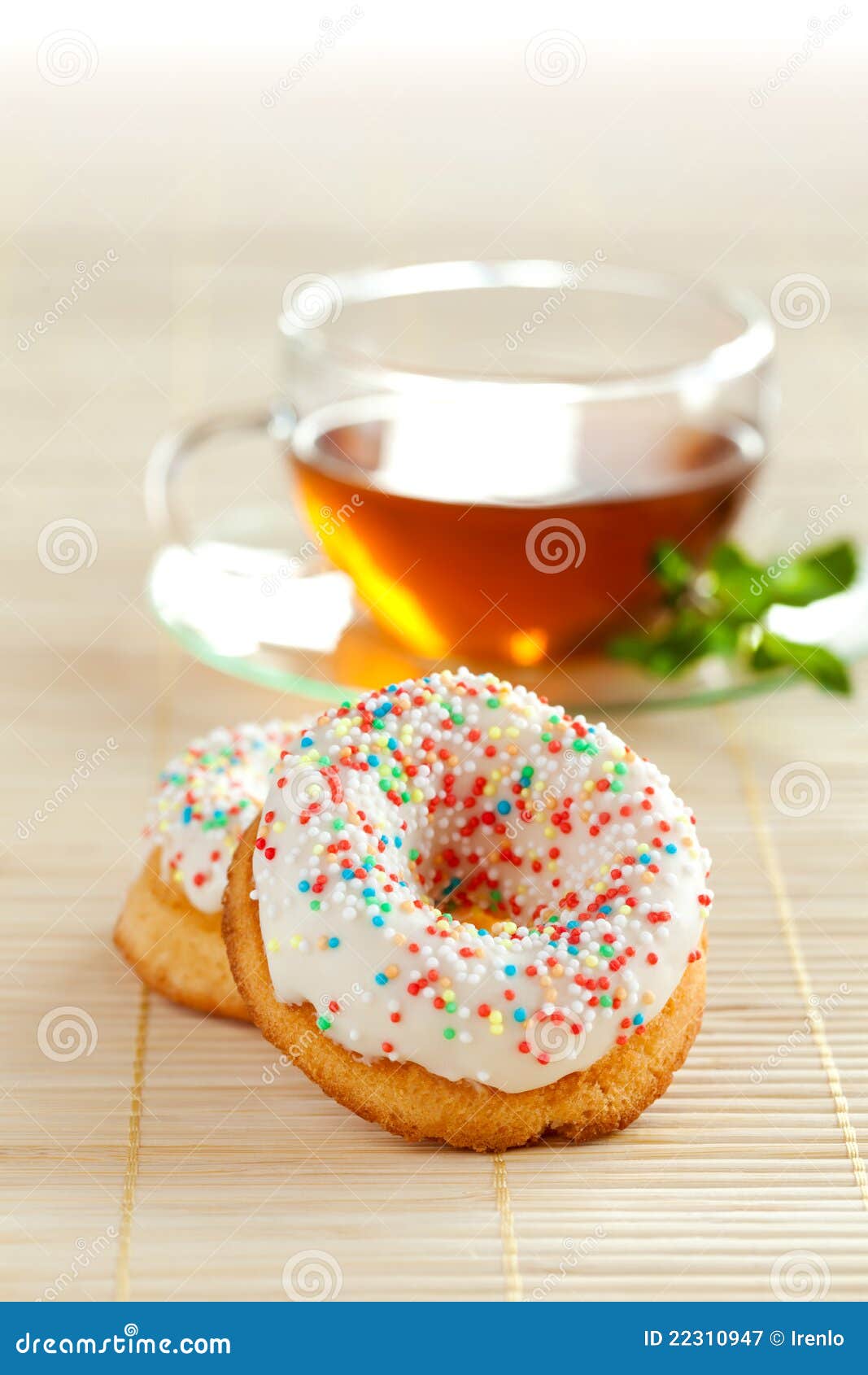 Cup of tea and doughnut stock image. Image of dinner - 22310947