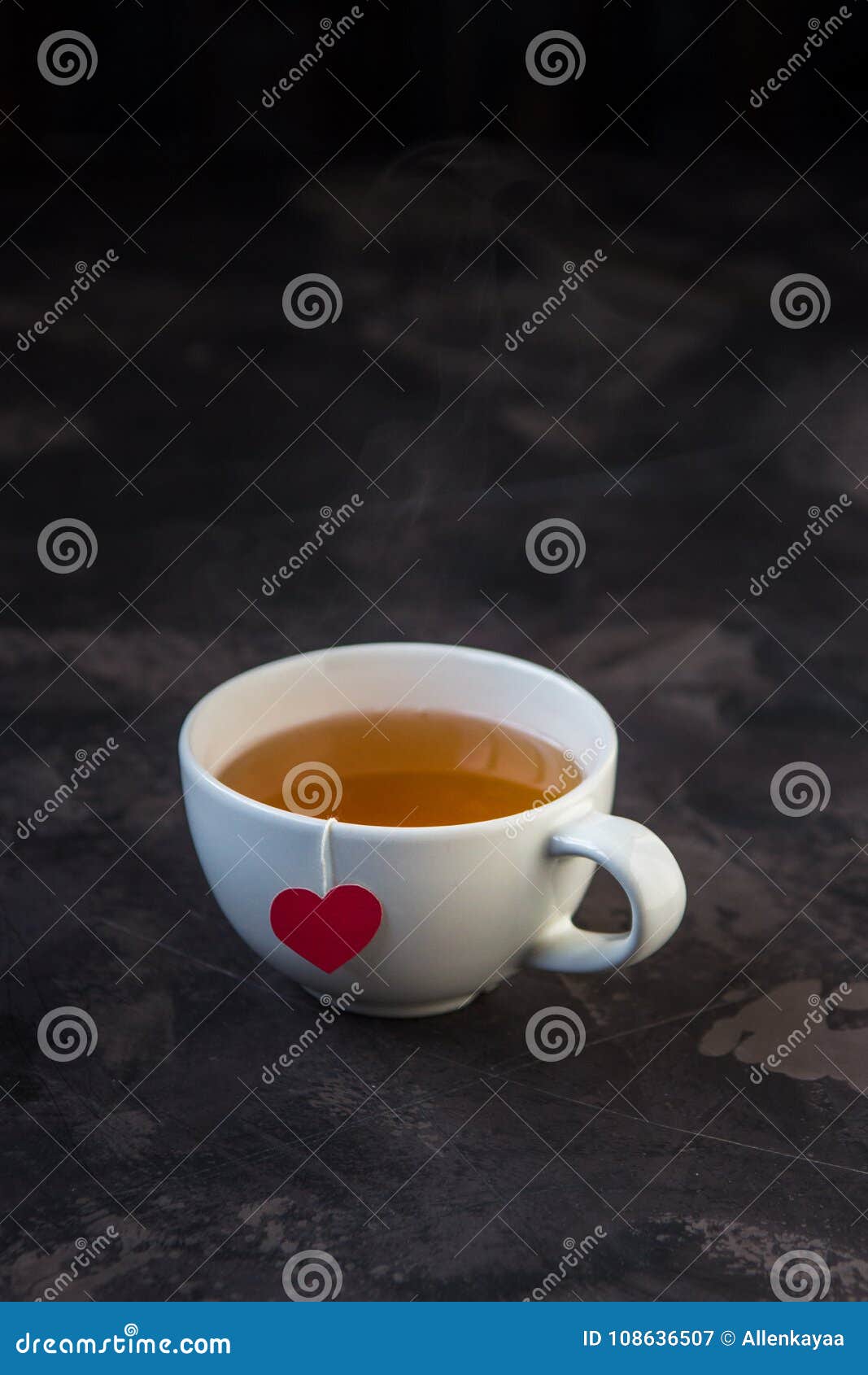 Cup of Tea with Heart Shaped Teabag Tag Stock Image - Image of space ...