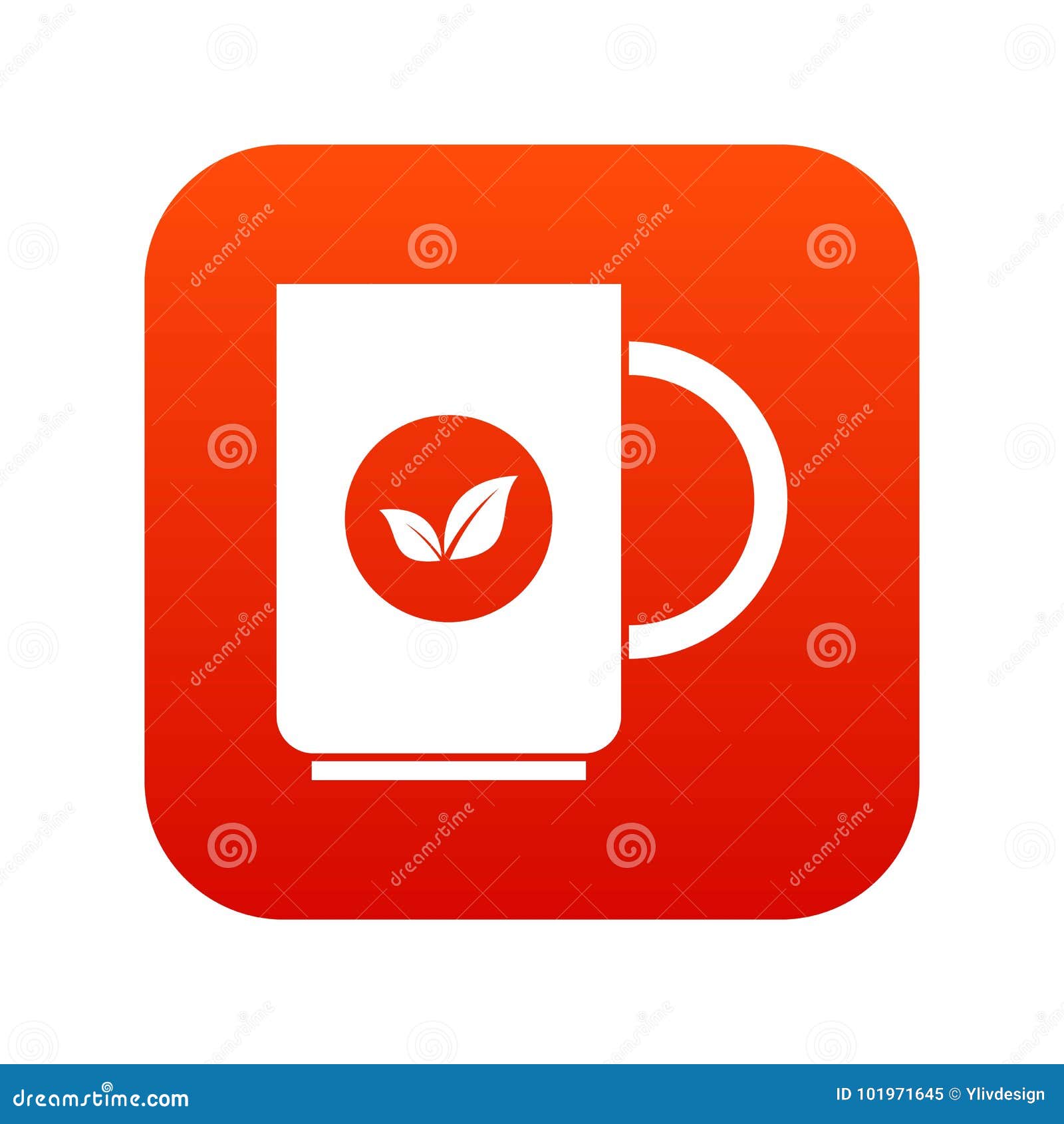 Cup of Tea Icon Digital Red Stock Vector - Illustration of food ...