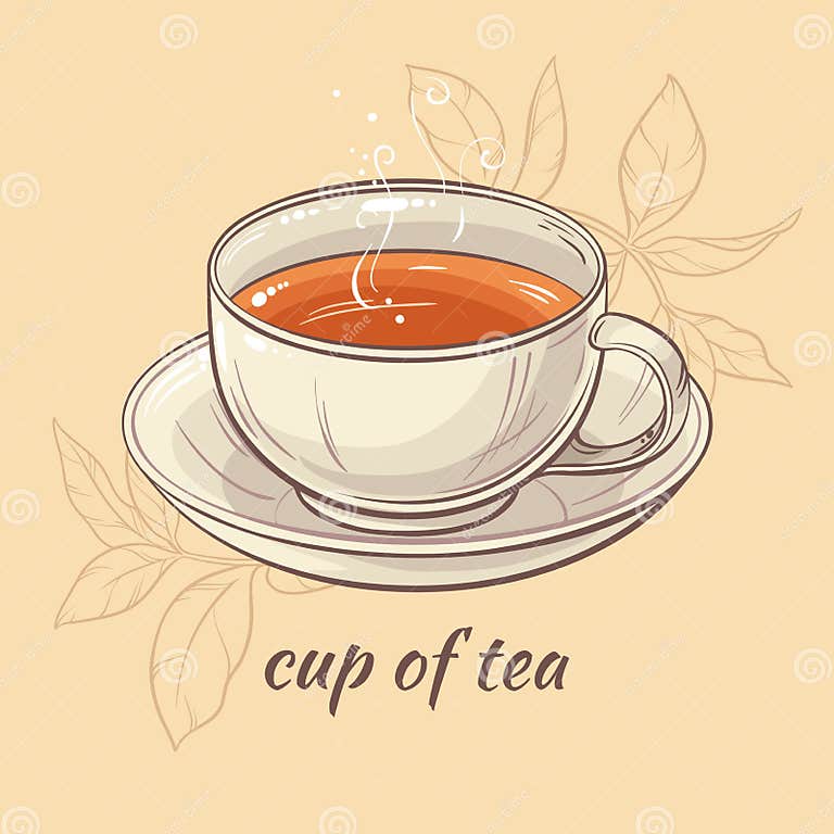 Cup of tea stock vector. Illustration of time, vector - 74757958