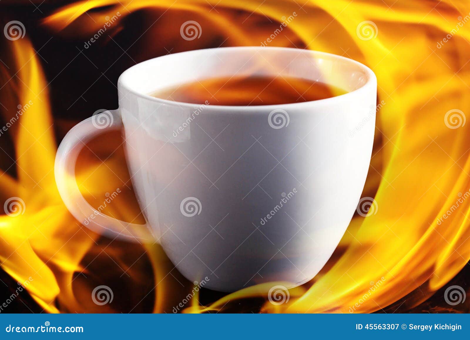 Cup of tea im flames stock image. Image of herbal, chinese - 45563307