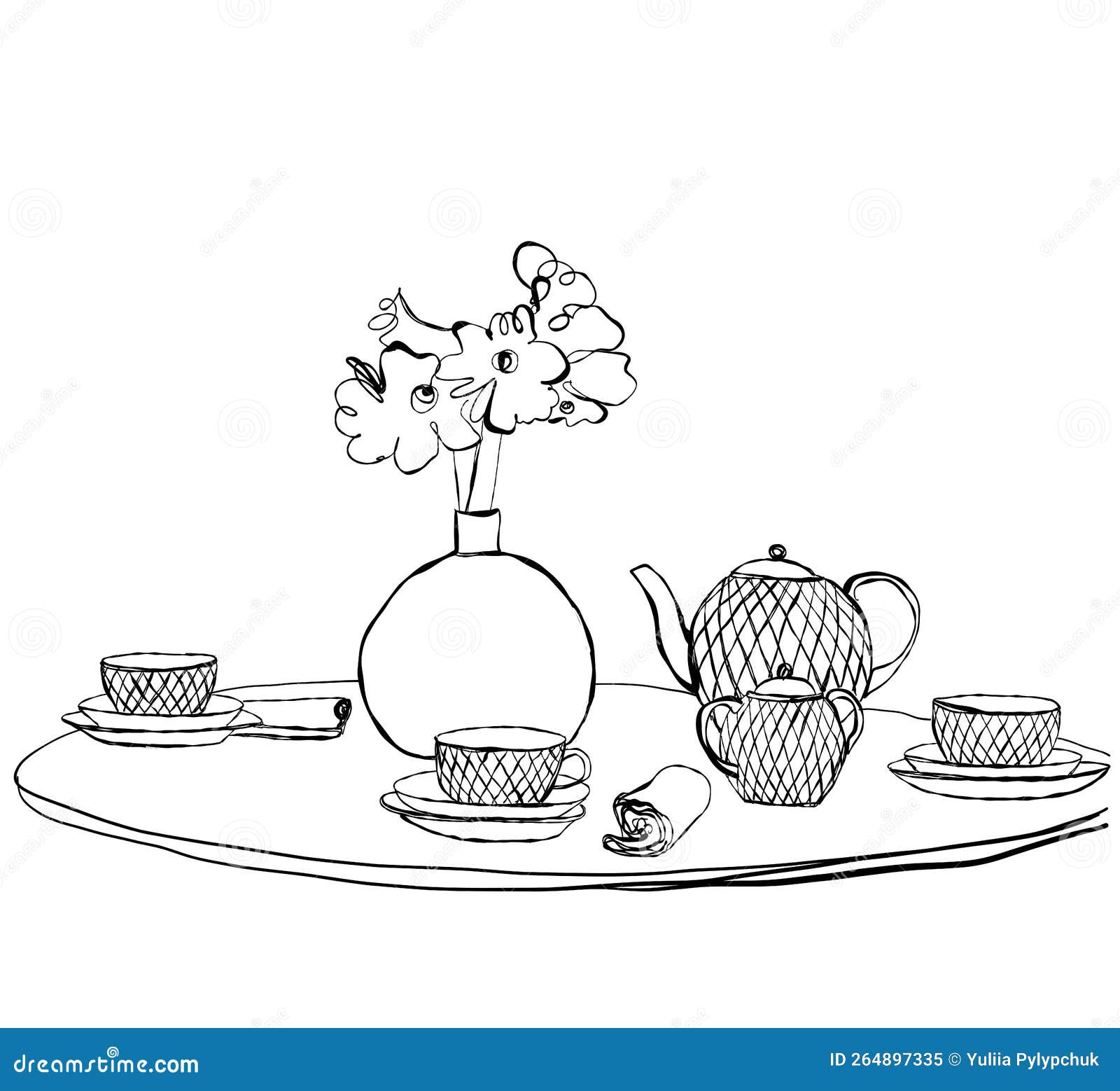 Cup of Tea and a Kettle on the Table. Tea Time, Breakfast, Tea Ceremony ...