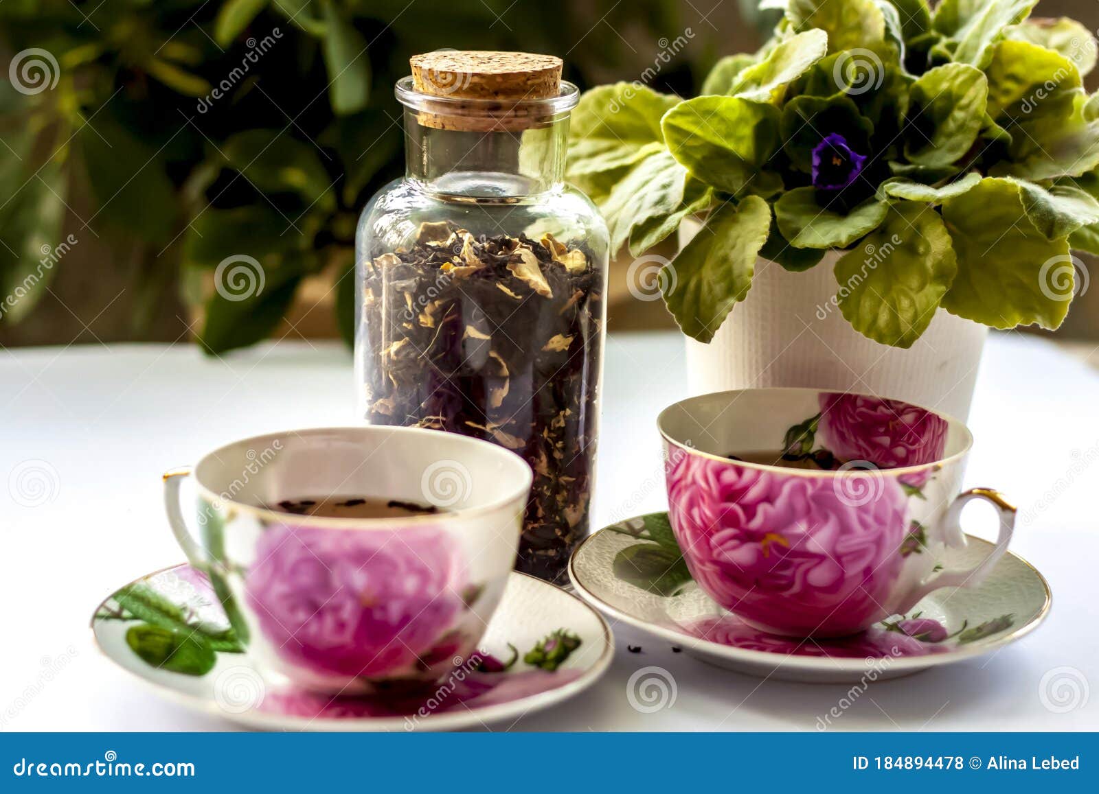 Cup of Tea. Large Tea Leaves in a Cup. a Can of Tea. Large-leaf Tea ...