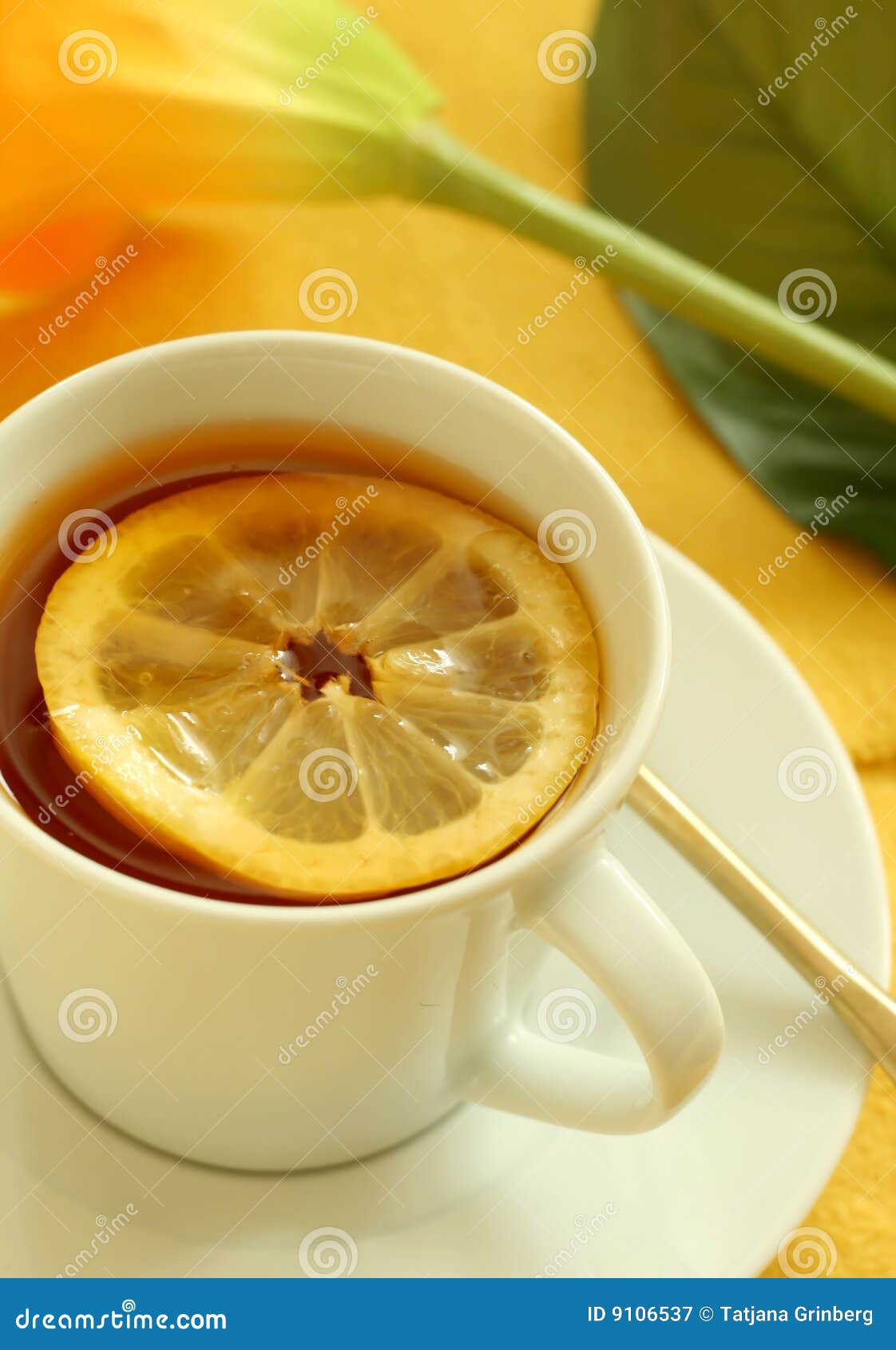 Cup of tea with a lemon stock image. Image of green, healthy - 9106537