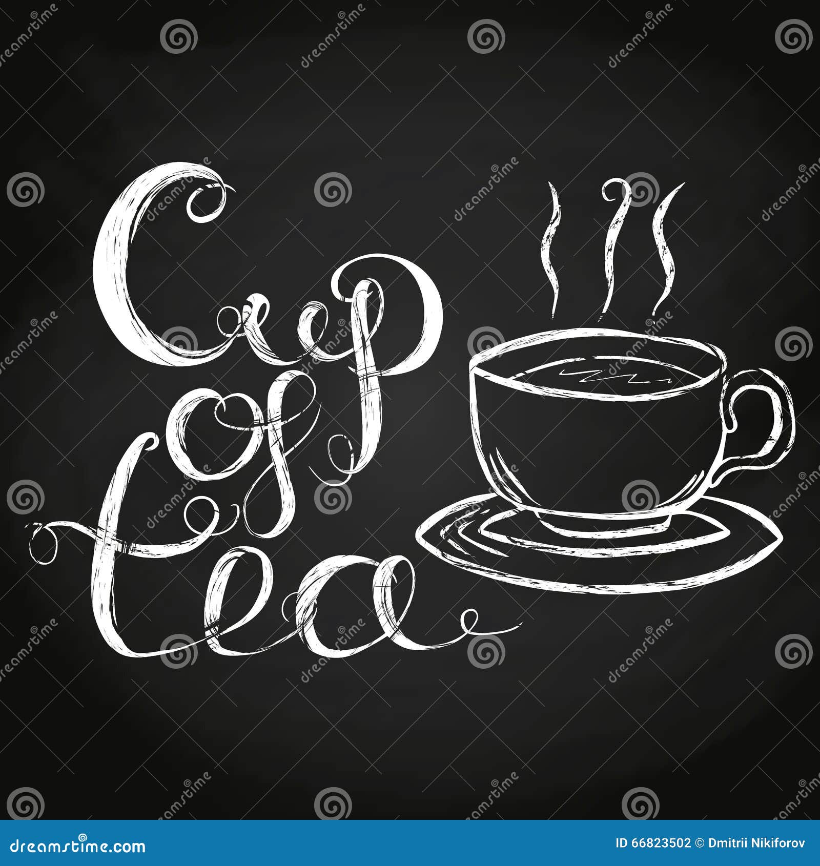 Cup of Tea Lettering Vector Illustration Stock Vector - Illustration of ...