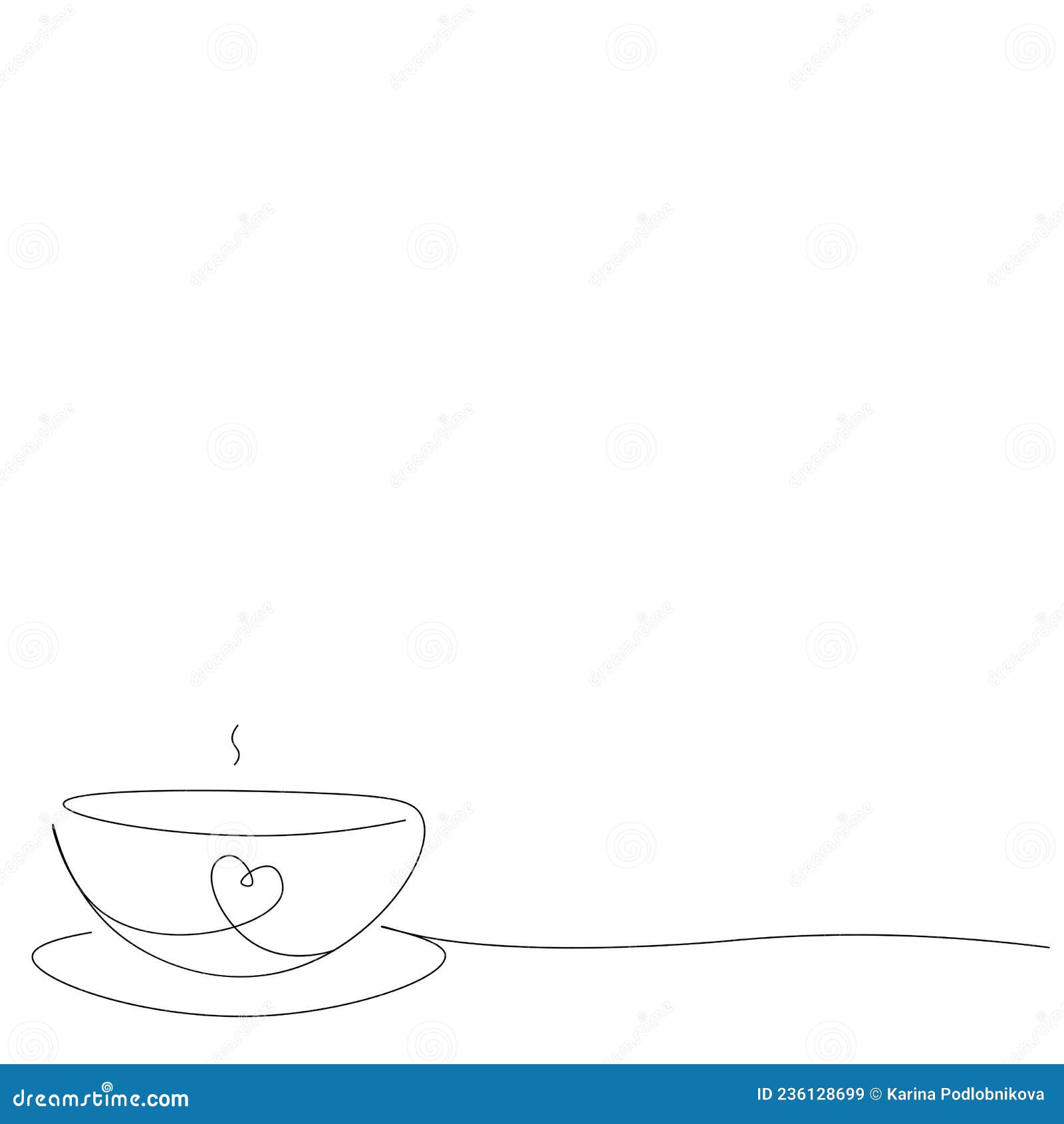 Cup of Tea Line Drawing Design Vector Illustration Stock Illustration ...