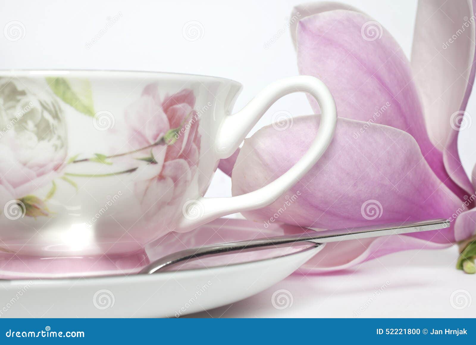Cup of Tea and Magnolia Flower Stock Photo - Image of scented ...