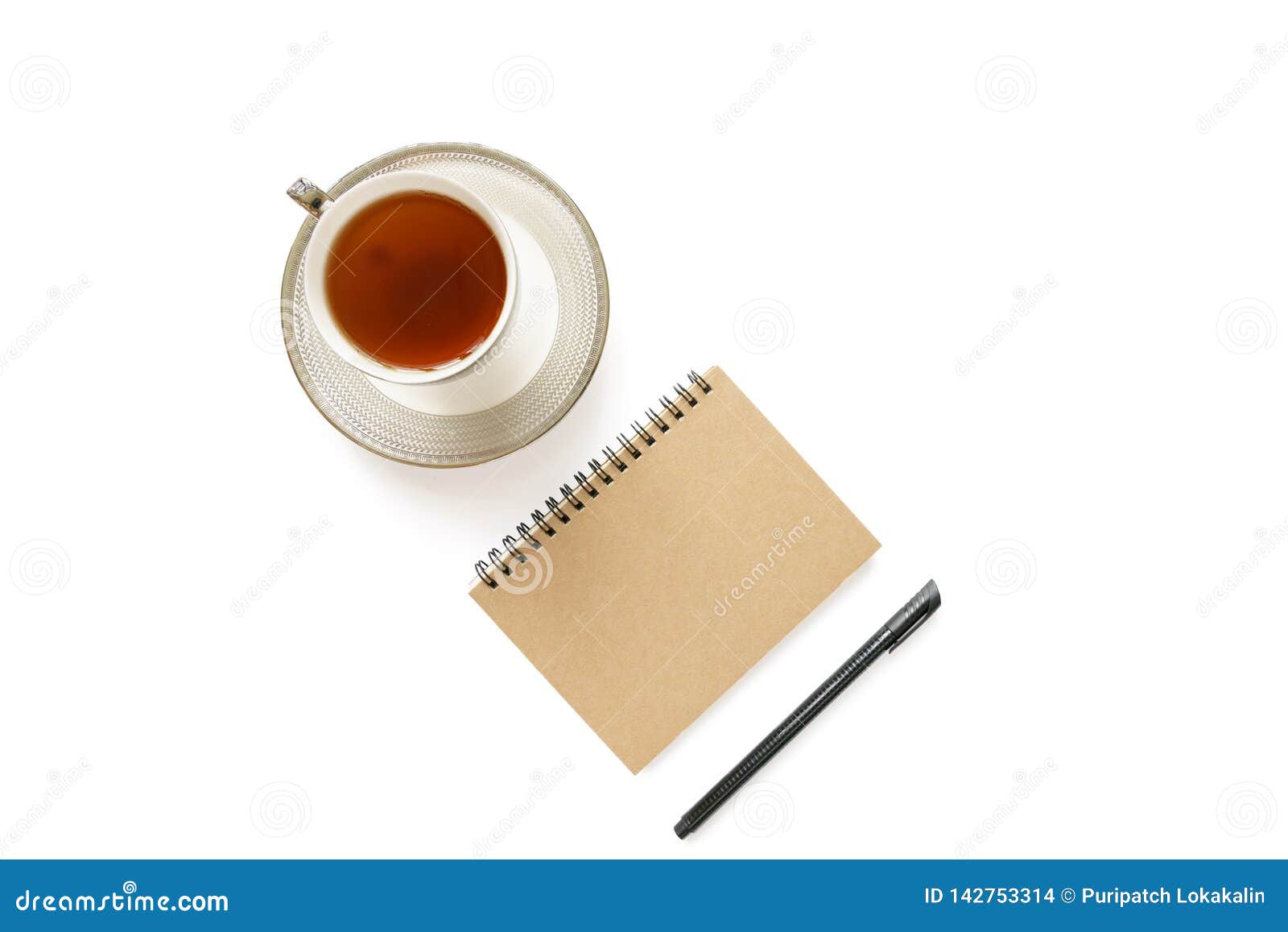 A Cup of Tea, Notebook and Pen Stock Photo - Image of close, learning ...