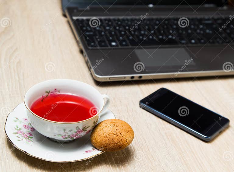 Cup of tea in office stock image. Image of business, organizer - 67263837