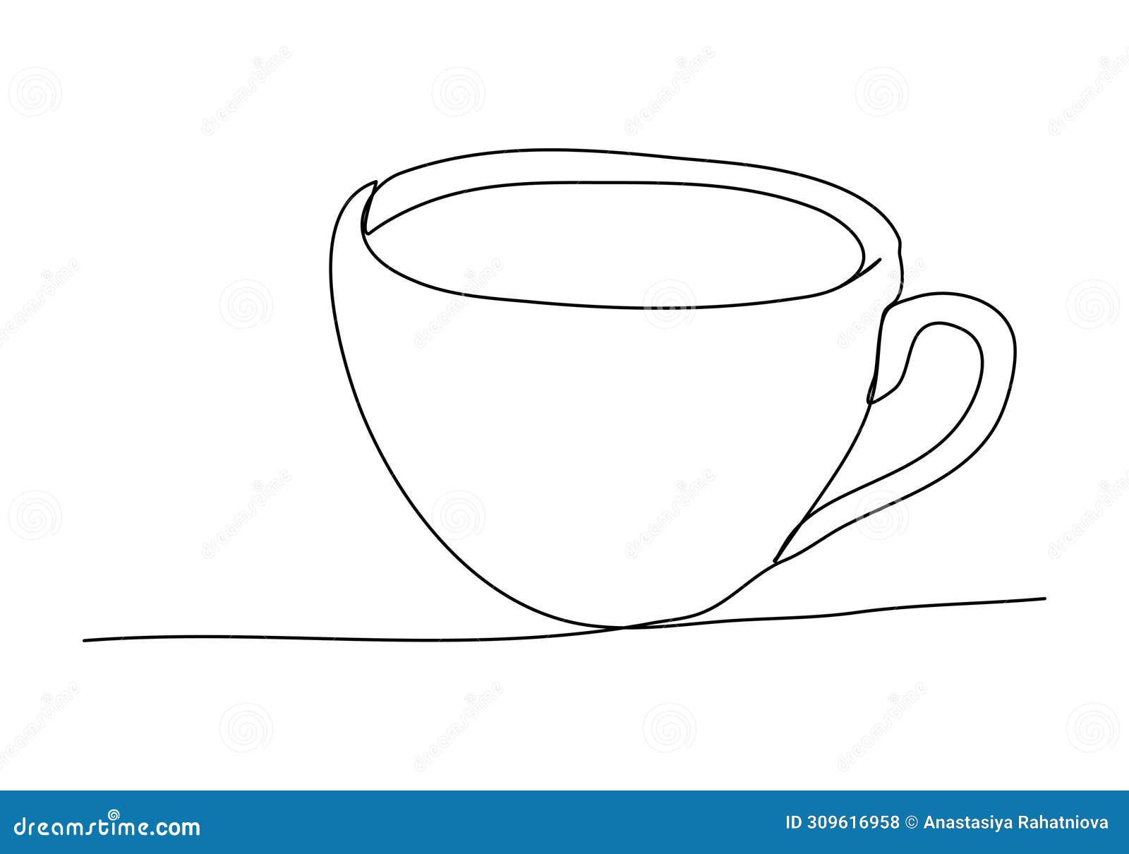 Cup of Tea, One Line Drawing Vector Illustration Stock Illustration ...