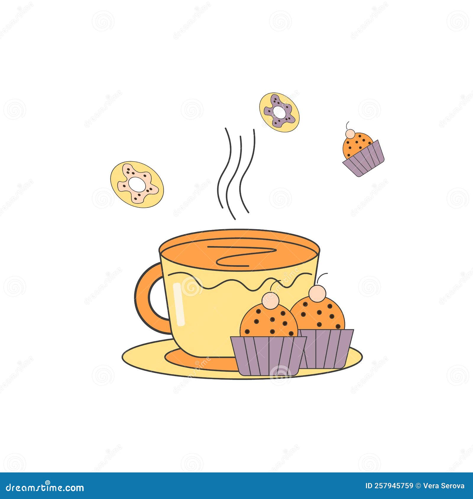 A Cup of Tea Pie Style Duddle Stock Vector - Illustration of artwork ...