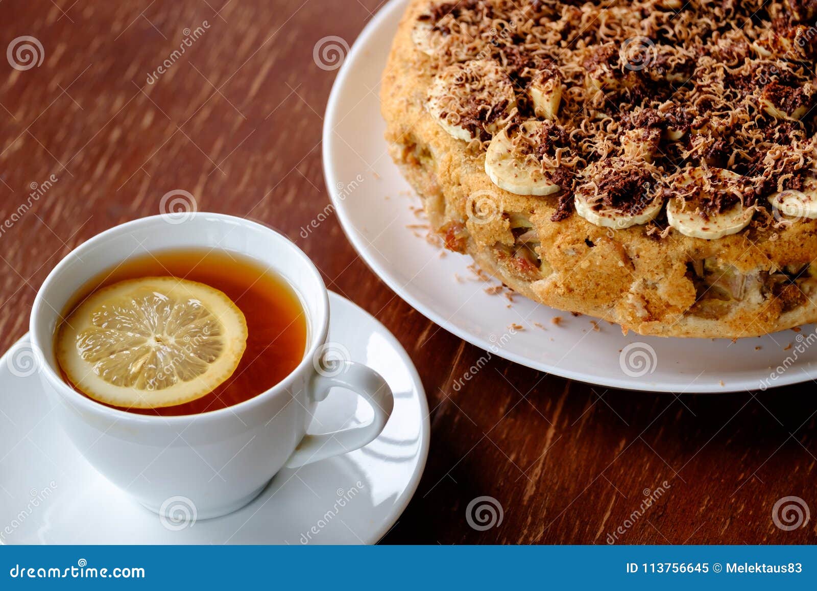 A cup of tea and a pie stock image. Image of drinks - 113756645
