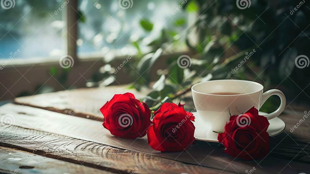 Cup of Tea and Roses Cup of Tea and Rose Cup of Tea Stock Illustration ...