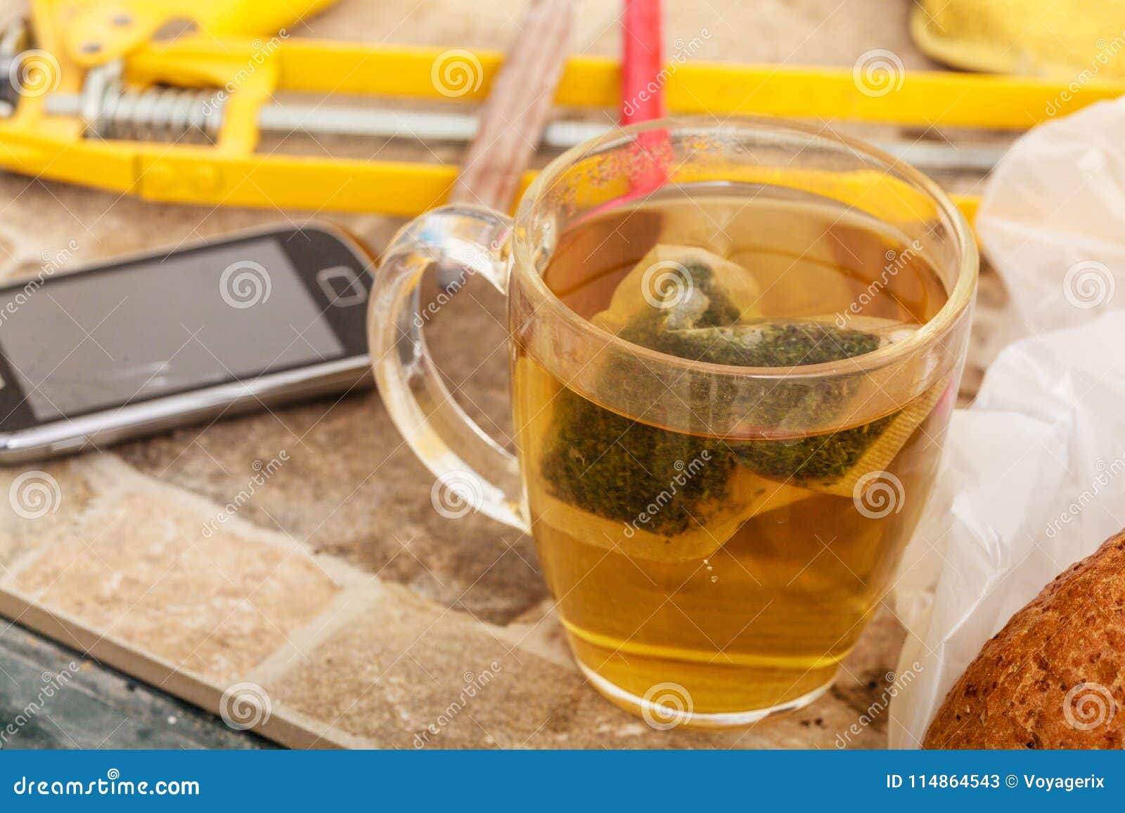 Cup of Tea and Smartphone in Messy Interior Stock Image - Image of mess ...
