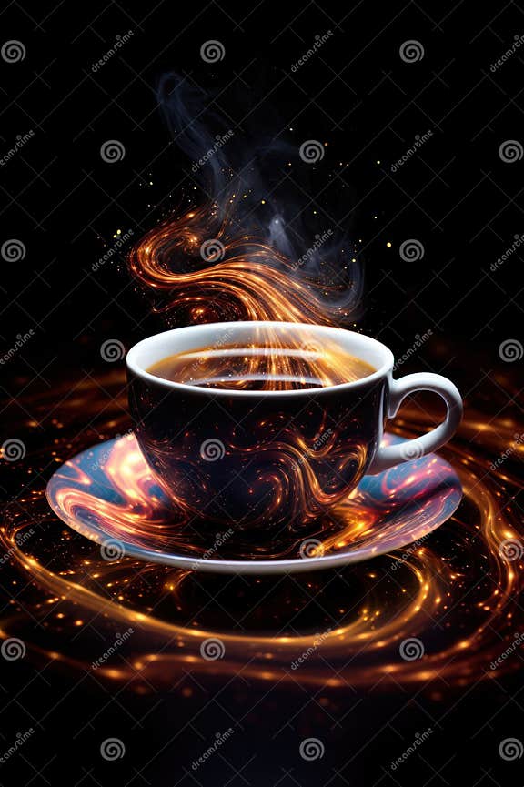 A cup of tea with smoke stock illustration. Illustration of caffeine ...