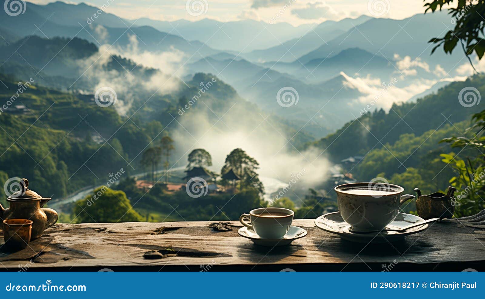 A Cup of Tea with Smoke Mountain in the Background Stock Image - Image ...