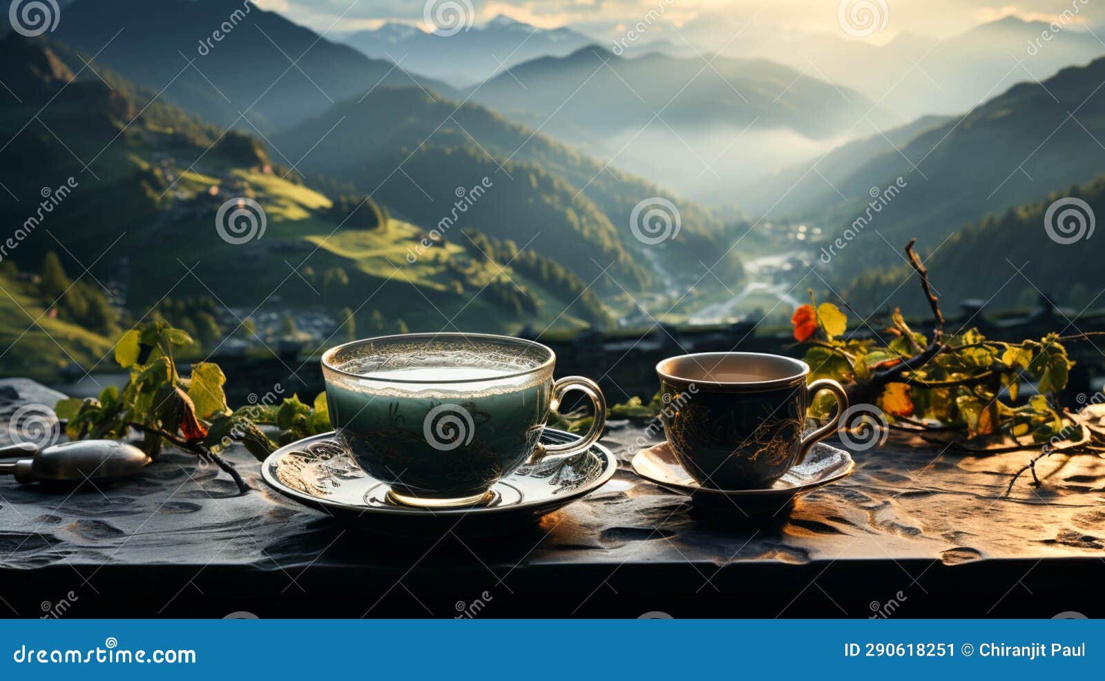 A Cup of Tea with Smoke Mountain in the Background Stock Image - Image ...