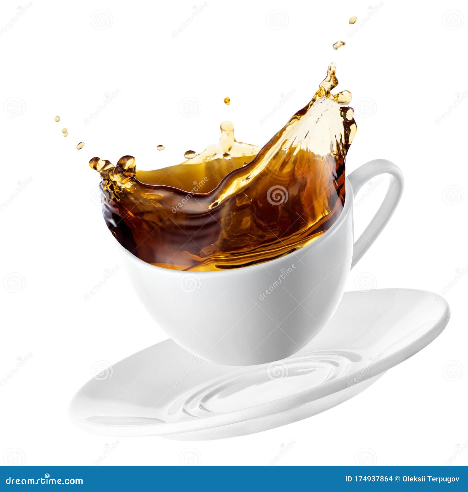 Cup with tea splash stock photo. Image of pouring, saucer - 174937864